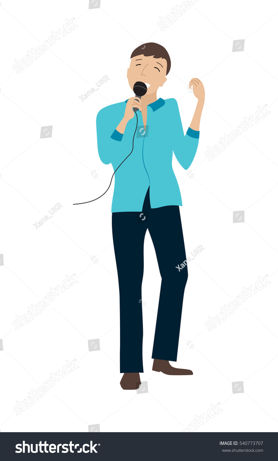 Man Sing Into Microphone Flat Vector Stock Vector (Royalty Free) 540773707