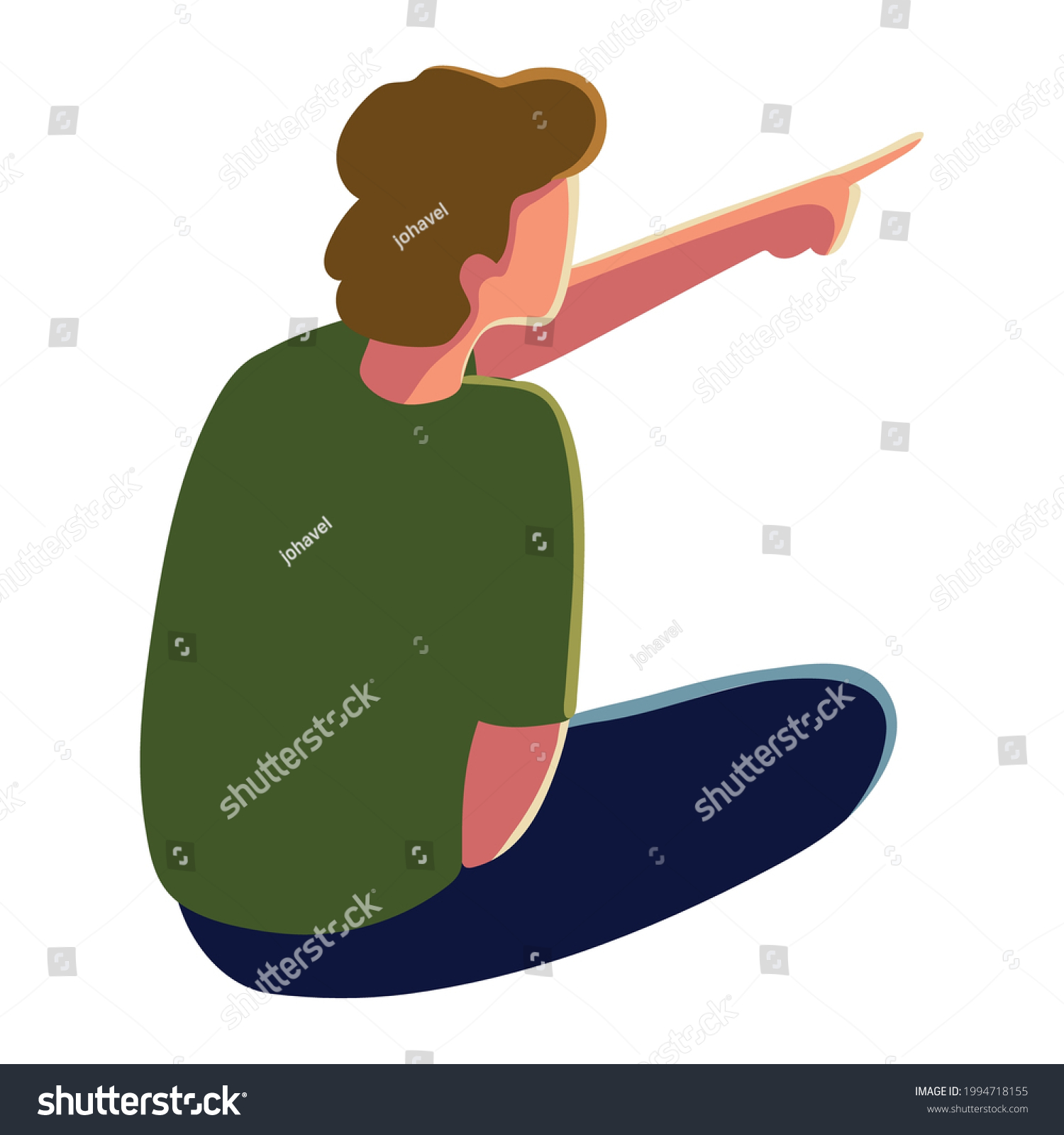 Man Sitting Floor Back View Stock Vector (Royalty Free) 1994718155