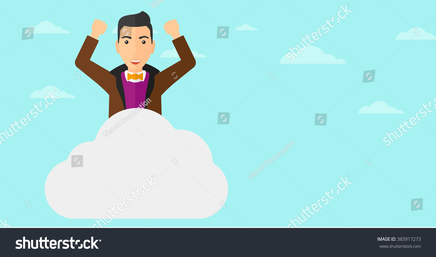 Man Sitting On Cloud Stock Vector (Royalty Free) 383917273