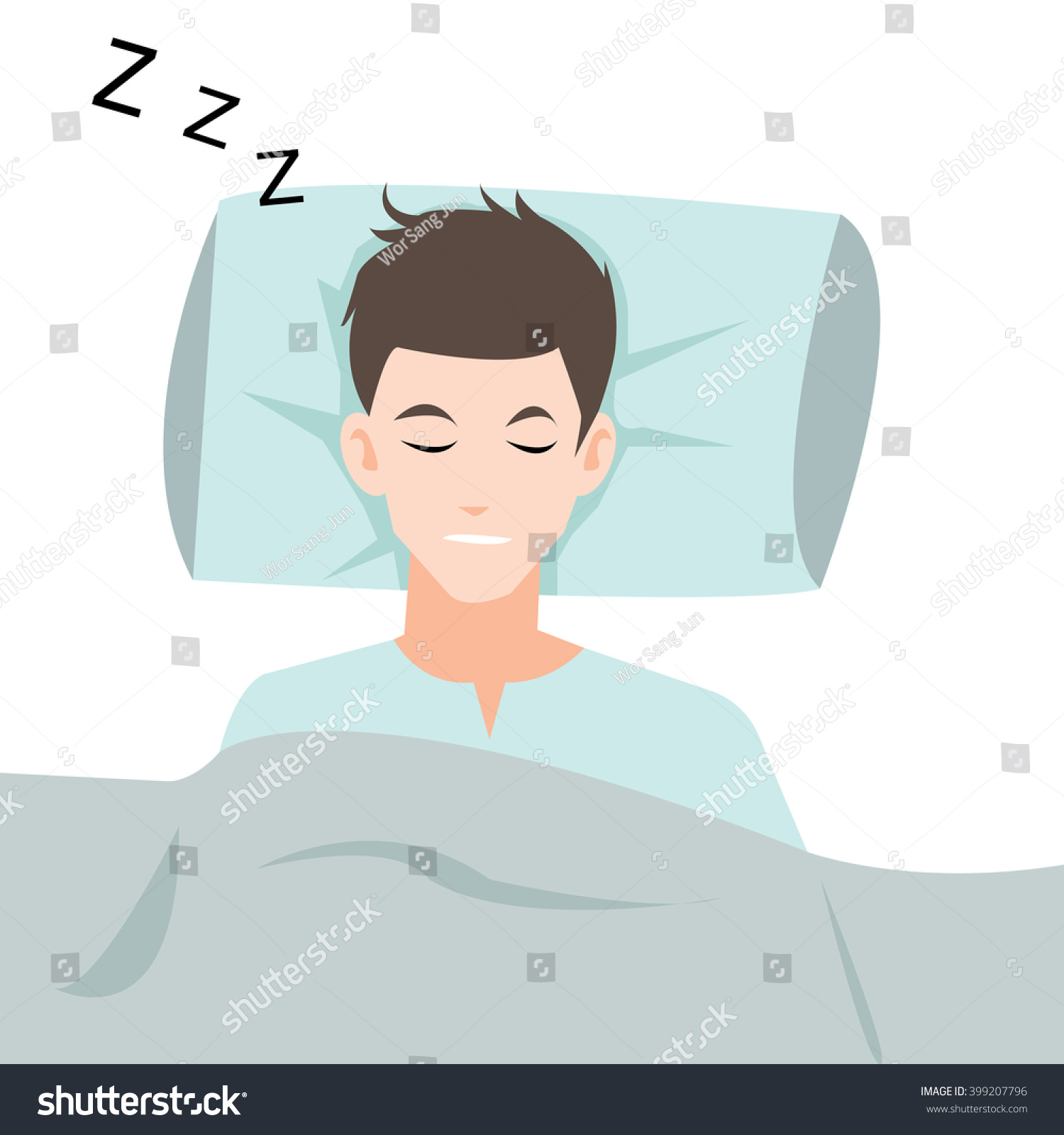 Man Sleeping On Bedvector Stock Vector (Royalty Free) 399207796 ...