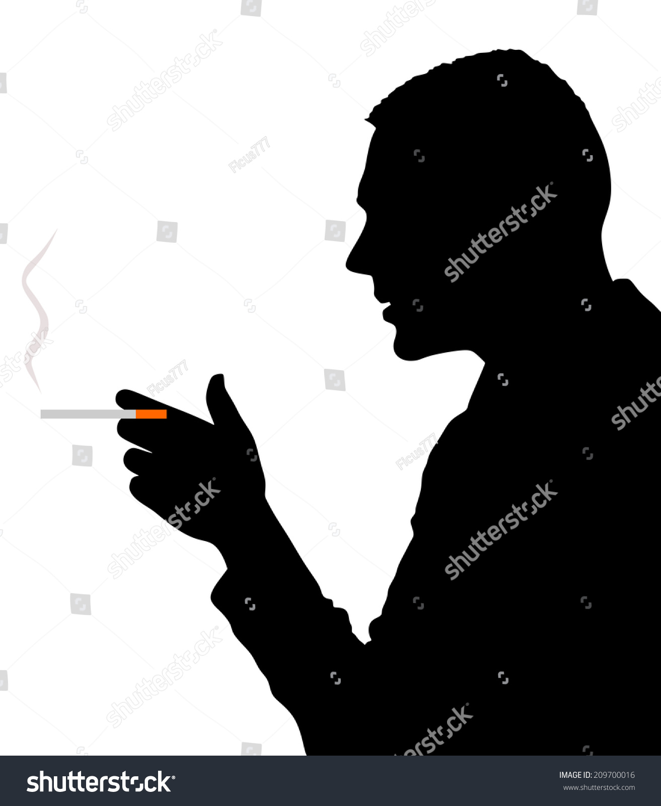 Man Smoking Cigarette Vector: vector de stock (libre de regalías) 209700016