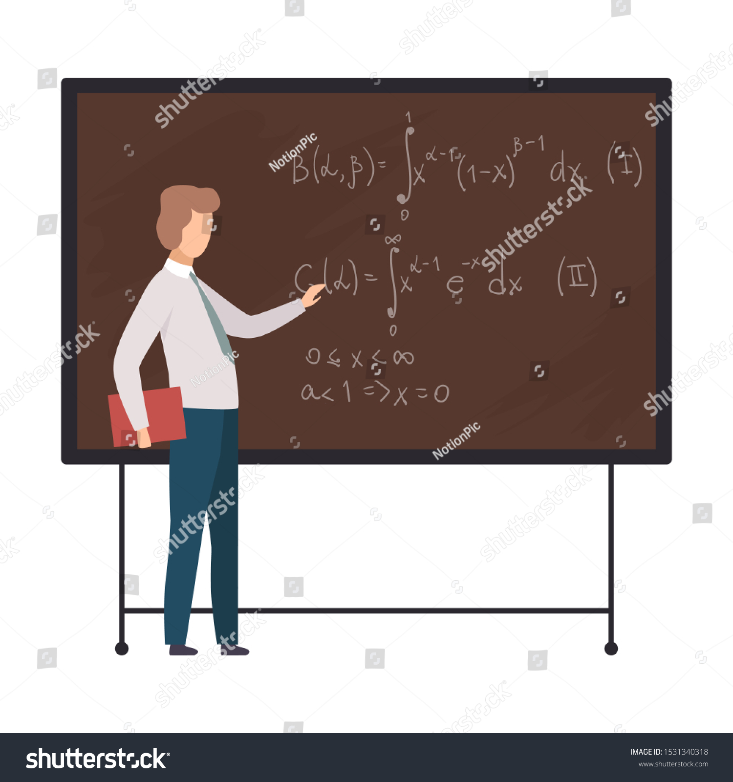 Man Solves Equation On Board Vector Stock Vector (Royalty Free ...
