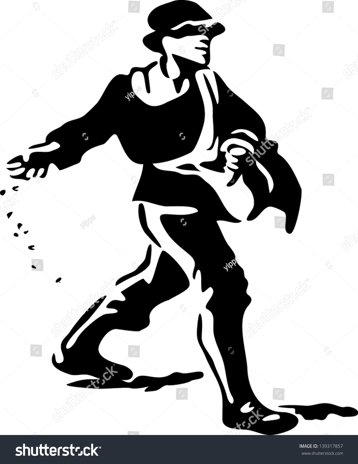 Man Sowing Seeds Stock Vector Illustration 139317857 : Shutterstock