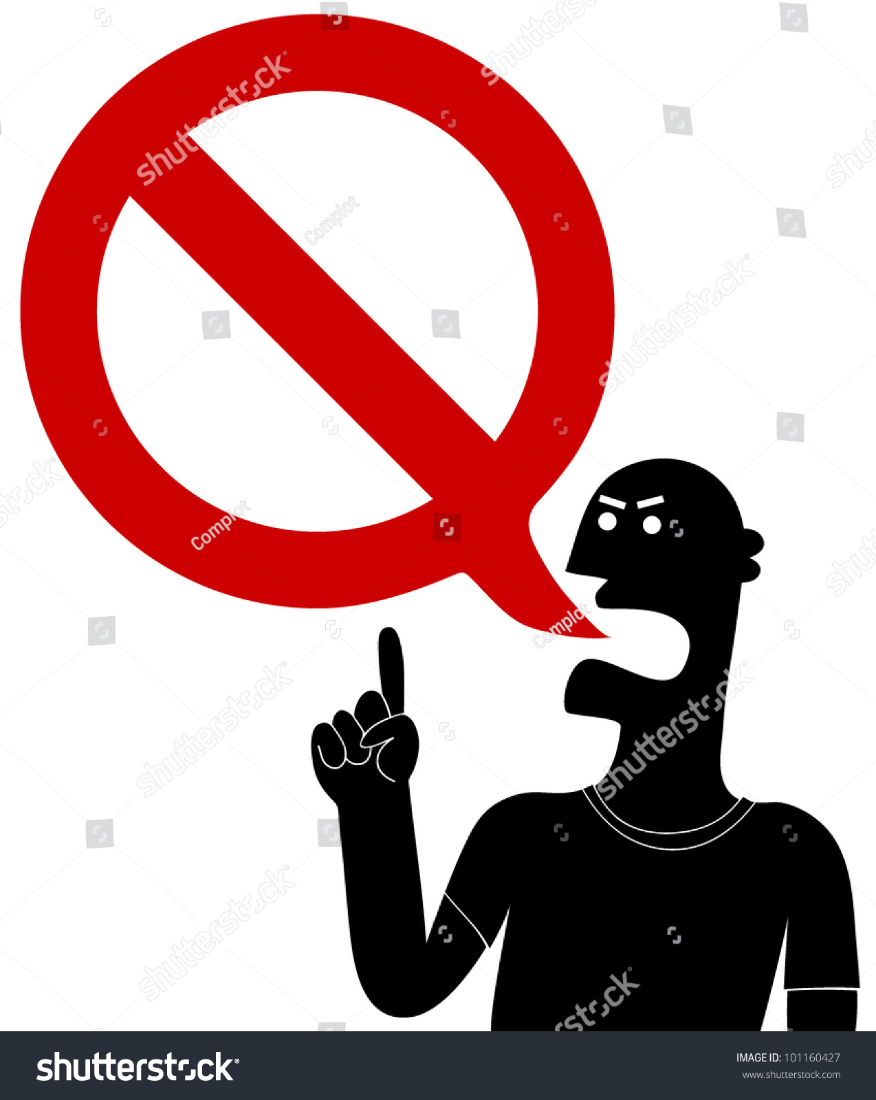 Man Speak Text Balloon Prohibited Shape Stock Vector (Royalty Free ...