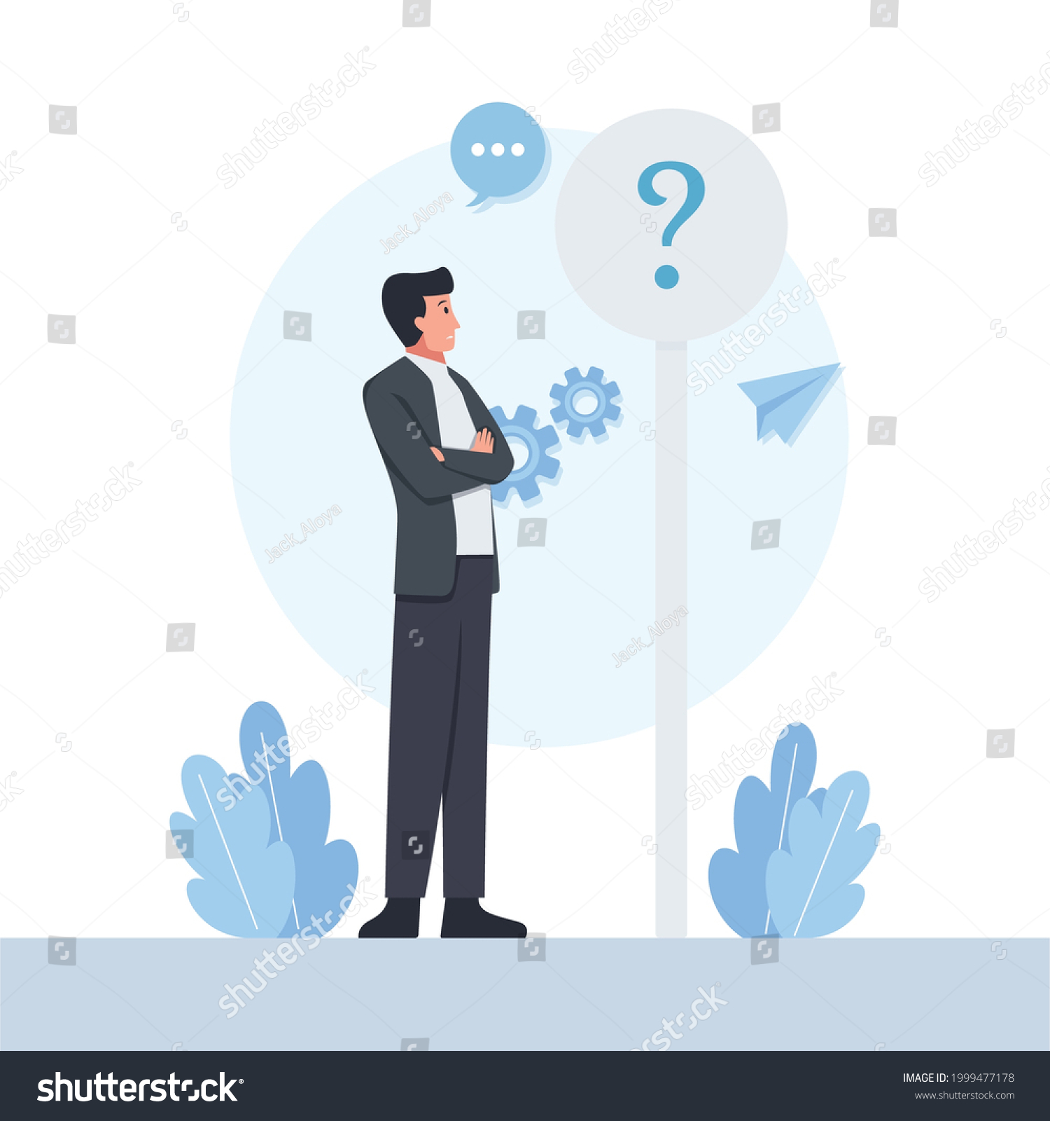 Man Stand Think About Something Stock Vector (Royalty Free) 1999477178 ...