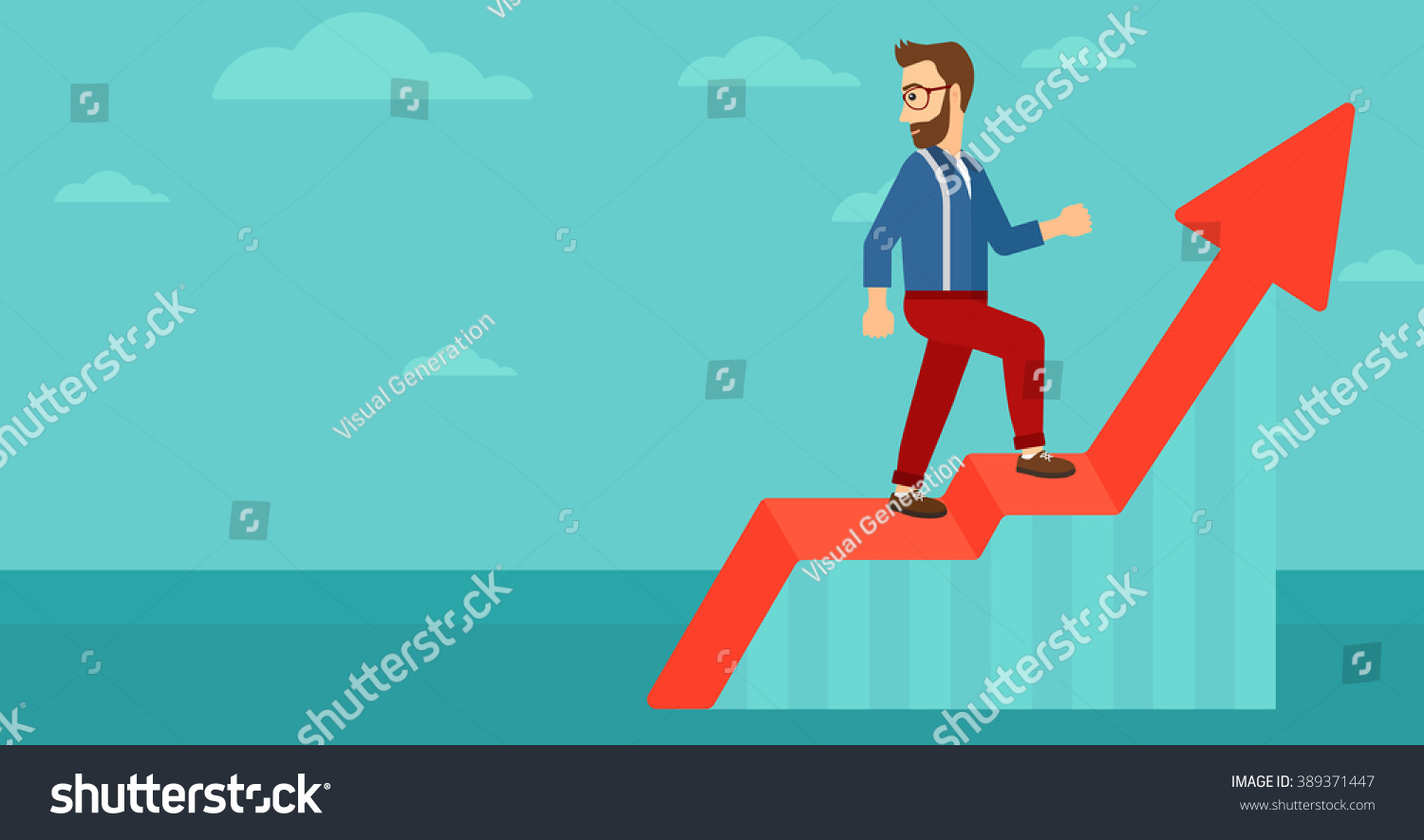 Man Standing On Uprising Chart Stock Vector (Royalty Free) 389371447 ...
