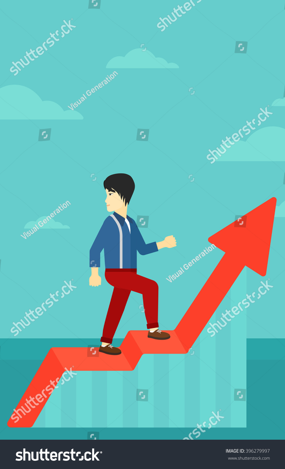 Man Standing On Uprising Chart Stock Vector (Royalty Free) 396279997 ...