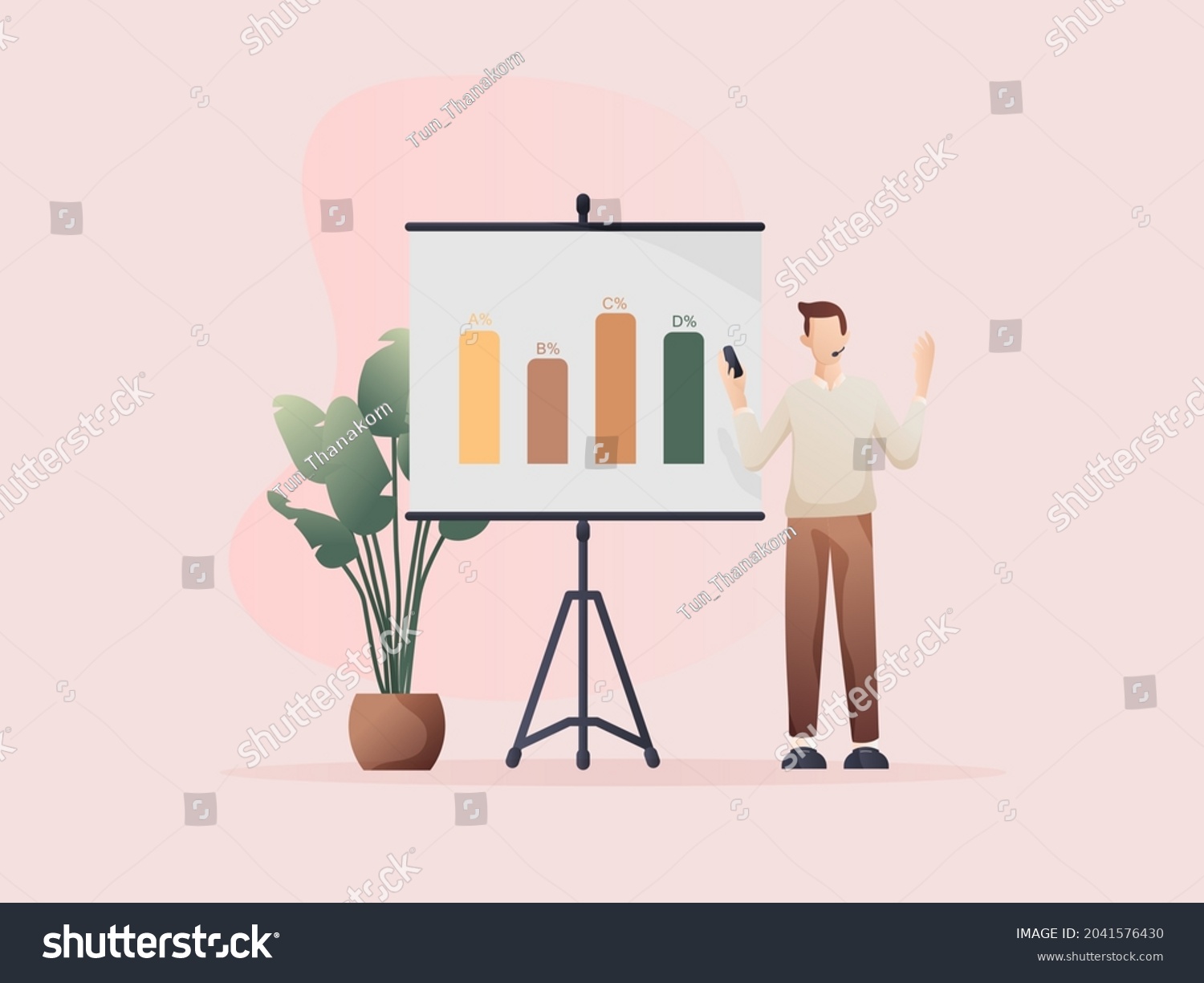 Man Standing While Giving Presentation Flat Stock Vector (Royalty Free ...