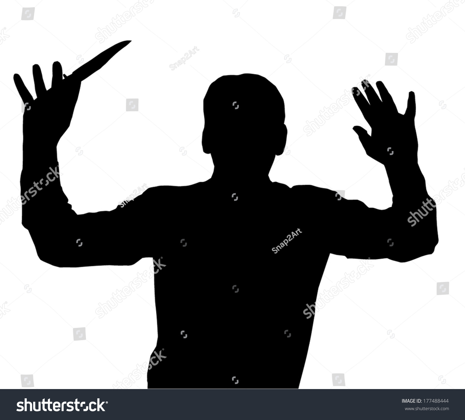 Man Surrendering While Holding Knife One Stock Vector 177488444 ...