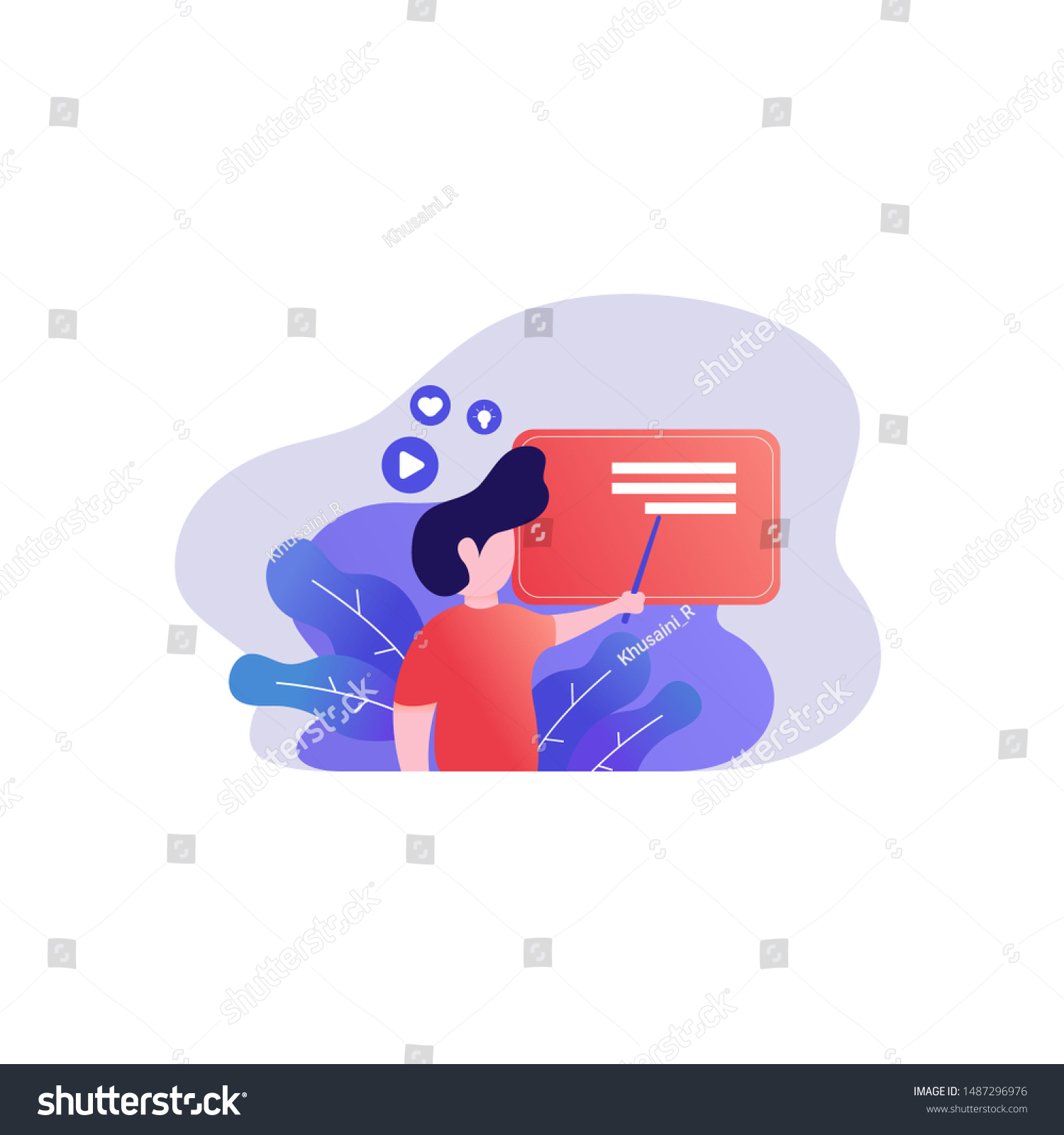 Man Teaching Flat Illustration Vector Design Stock Vector (Royalty Free ...