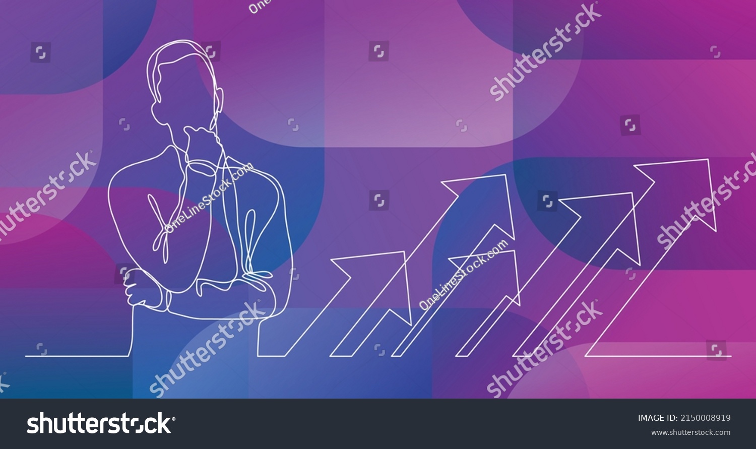 Man Thinking About Team Work Continuous Stock Vector (Royalty Free ...