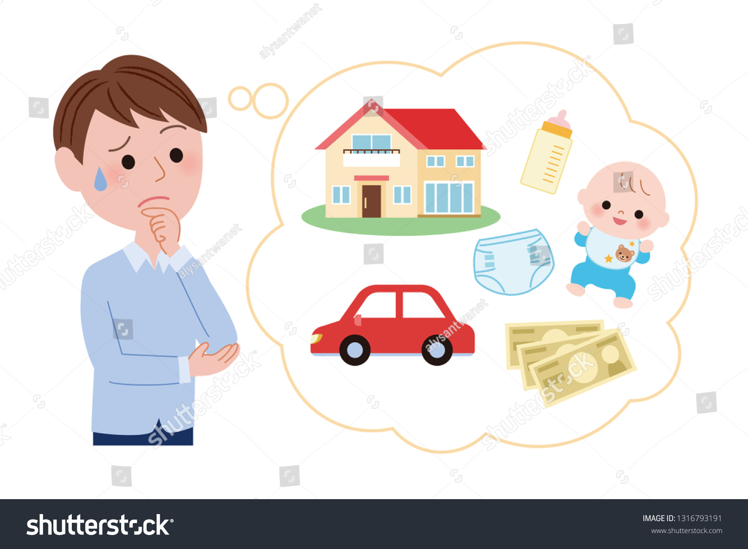 Man Thinking About Future Stock Vector (Royalty Free) 1316793191