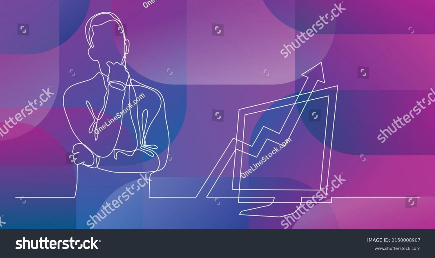 Man Thinking About Work Productivity Continuous Stock Vector (Royalty ...