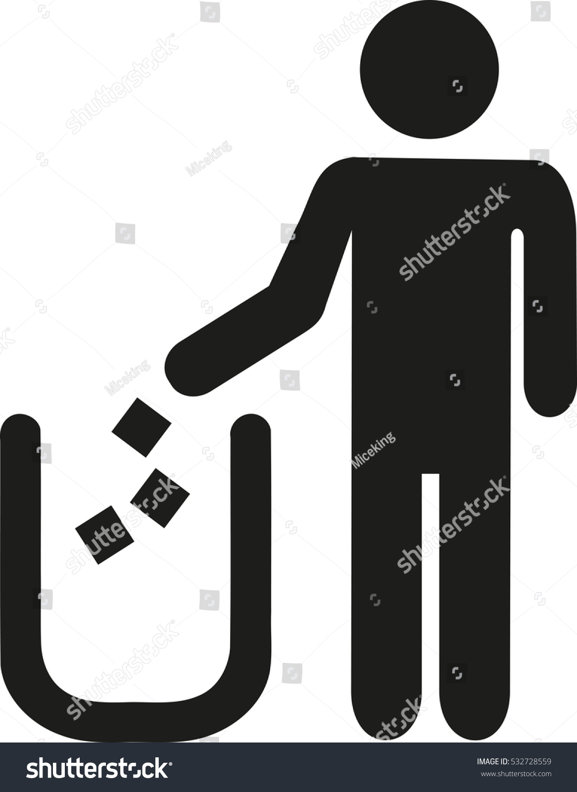 Man Throwing Garbage Bin Pictogram Stock Vector (Royalty Free) 532728559