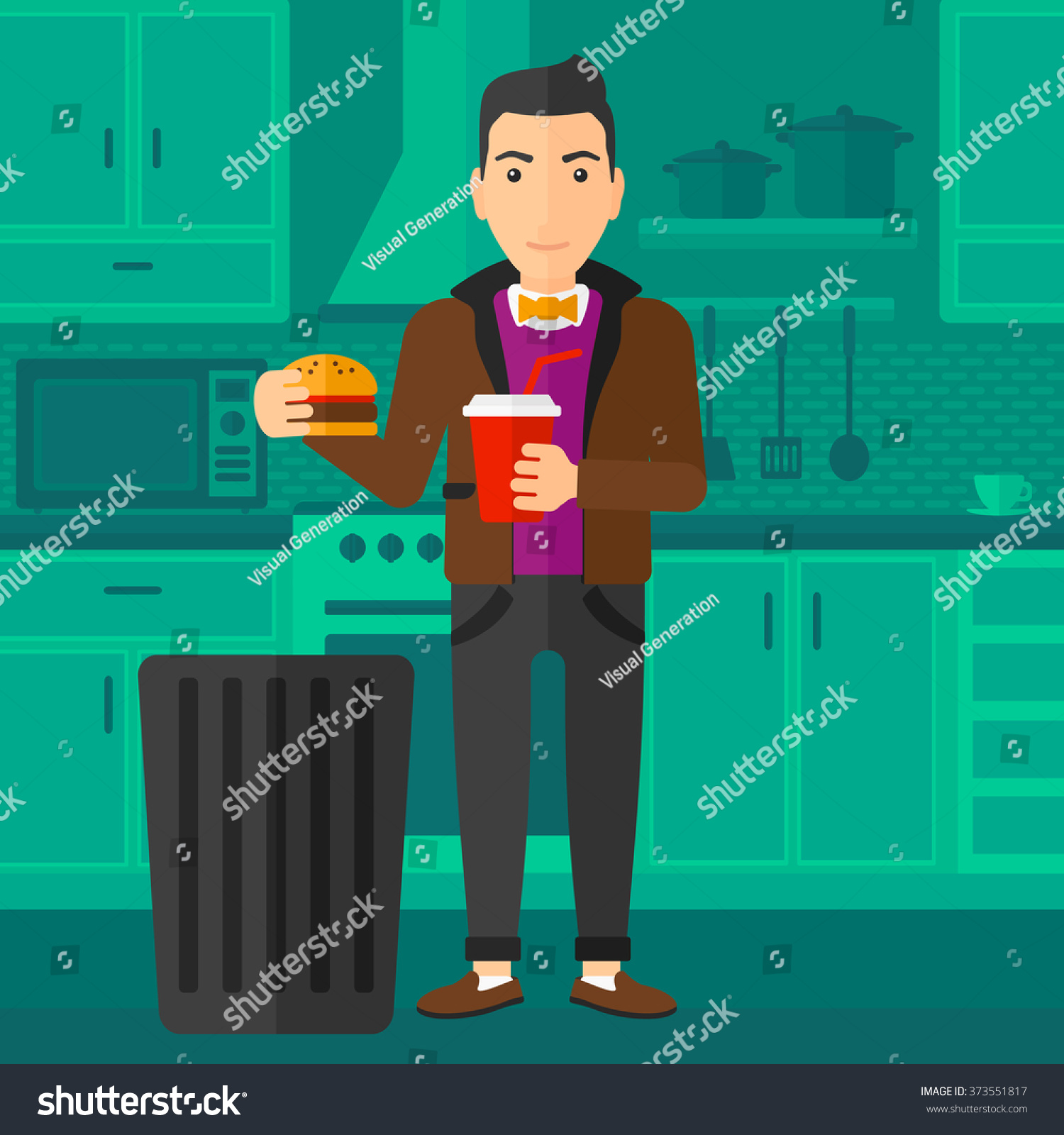 Man Throwing Junk Food Stock Vector (Royalty Free) 373551817 | Shutterstock