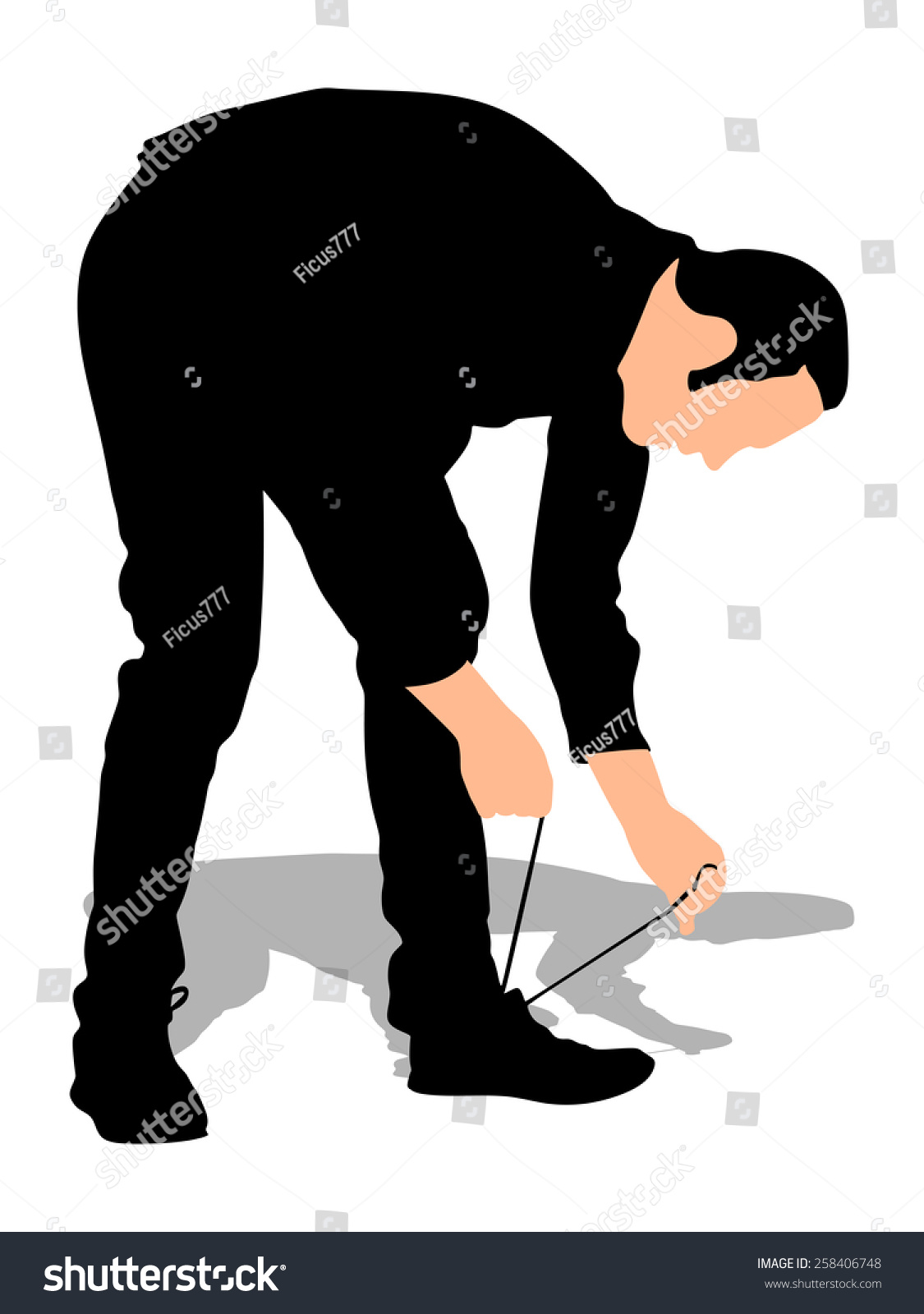 Man Tied Laces Vector Stock Vector (Royalty Free) 258406748 | Shutterstock