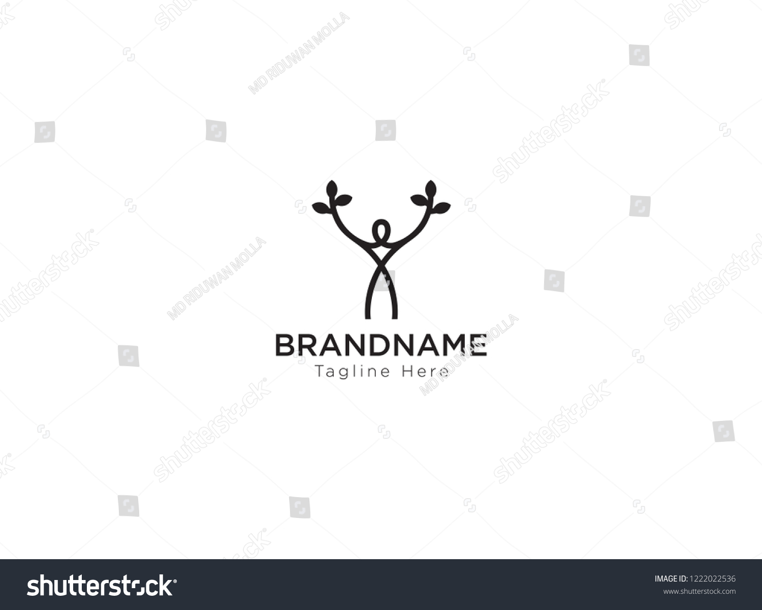Man Tree Logo Black Stock Vector (Royalty Free) 1222022536