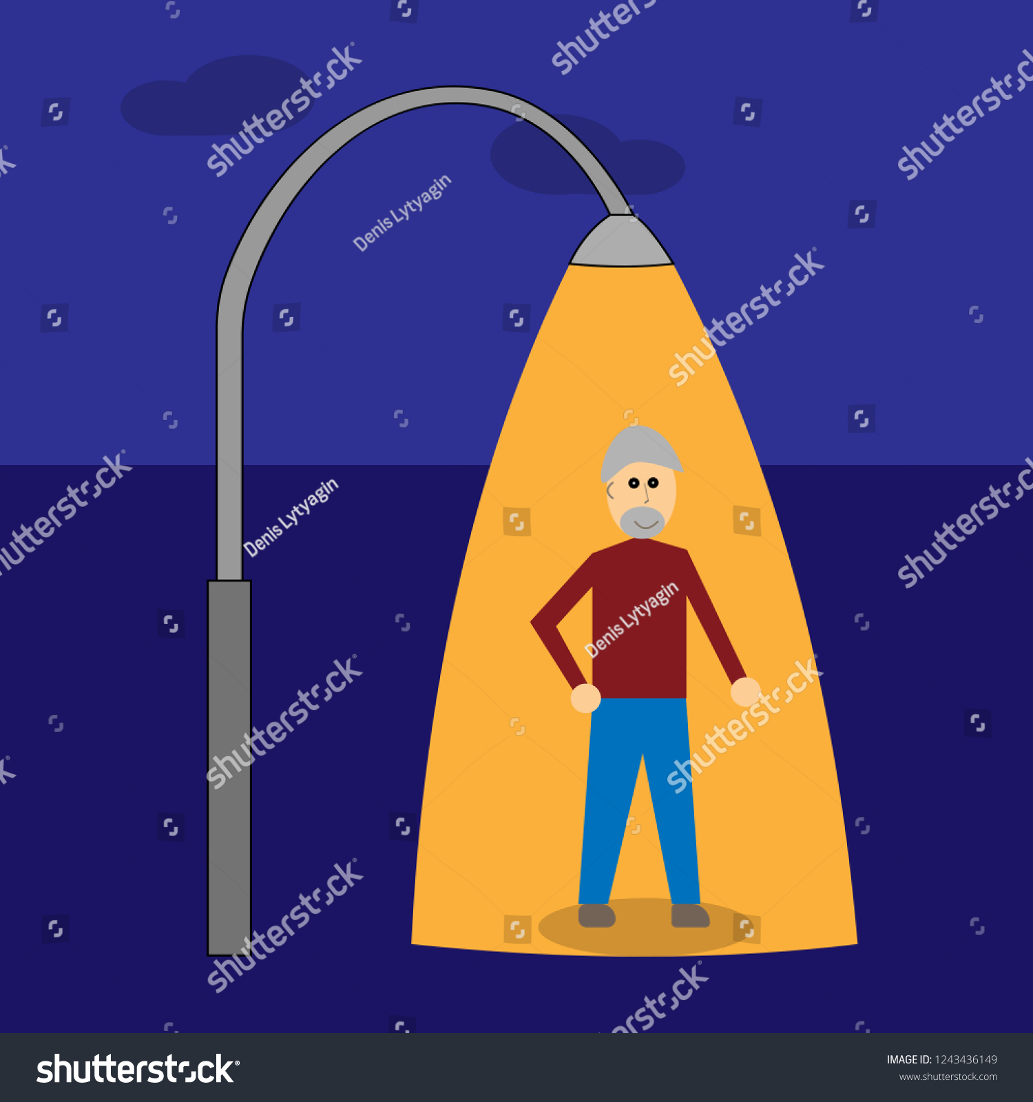 Man Under Street Lamp Vector Graphic Stock Vector (Royalty Free) 1243436149