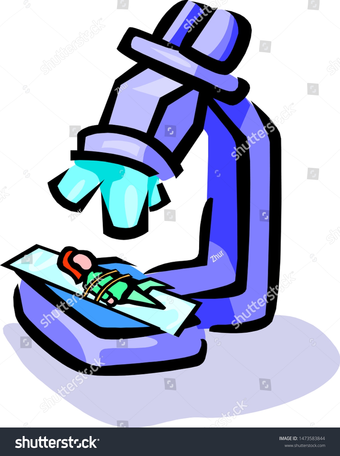 Man Under Microscope Human Research Through Stock Vector (Royalty Free ...