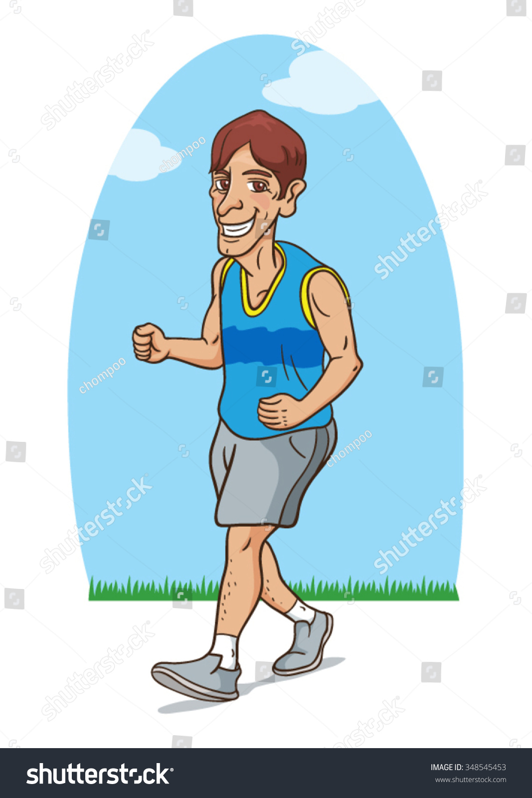 Man Walking Exercise Vector Cartoon Vector: vector de stock (libre de ...