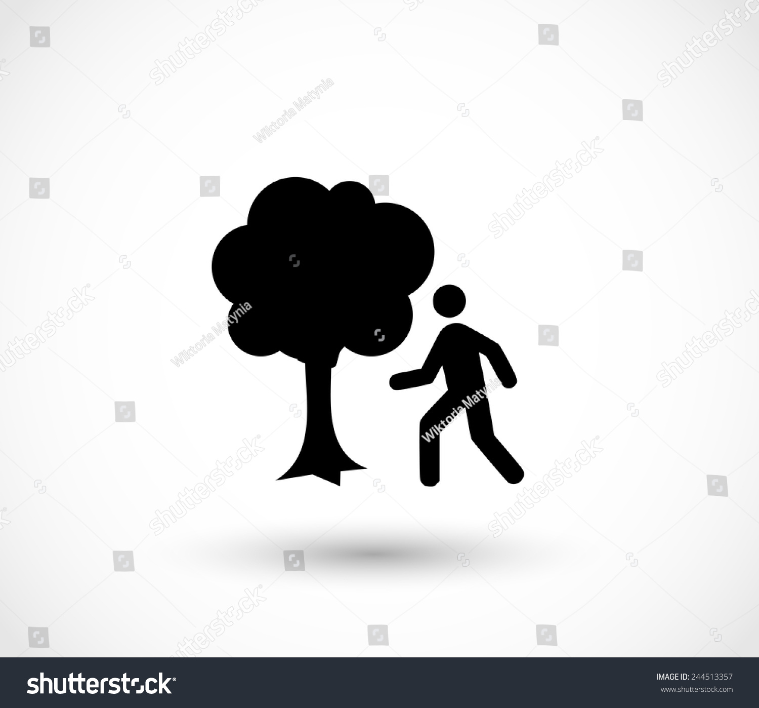 Man Walking Icon Under Tree Vector: vector de stock (libre de regalías ...