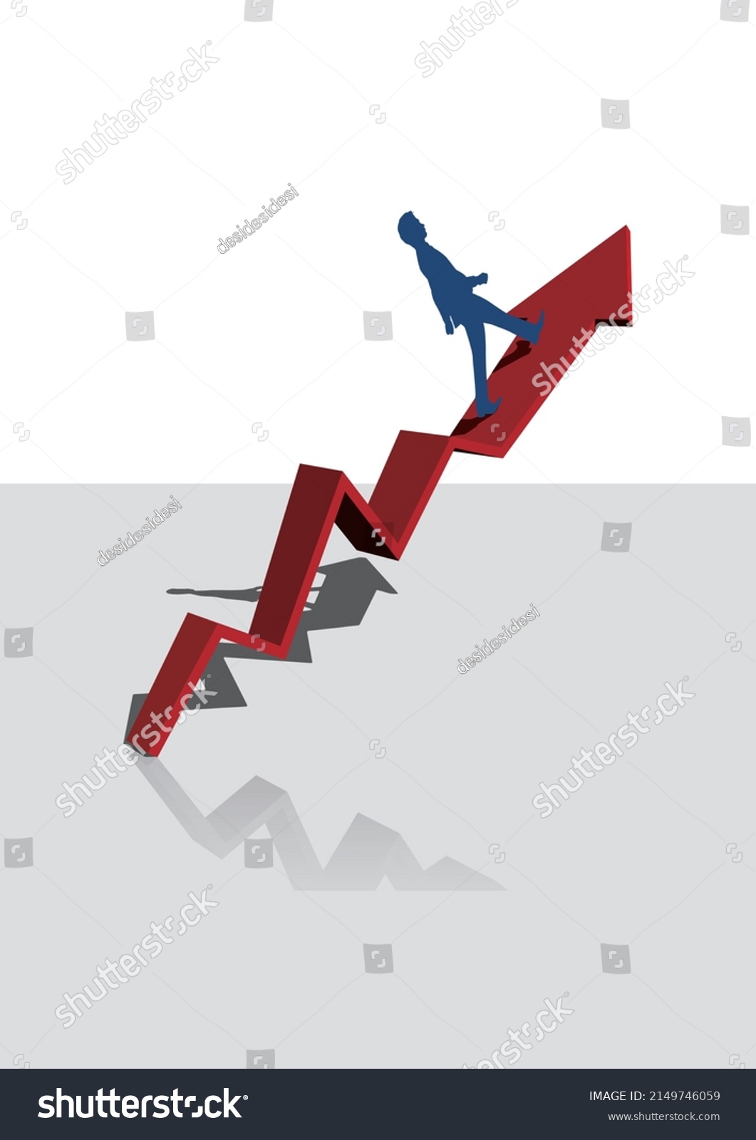 Man Walking Line Graph Arrow Vector Stock Vector (Royalty Free ...