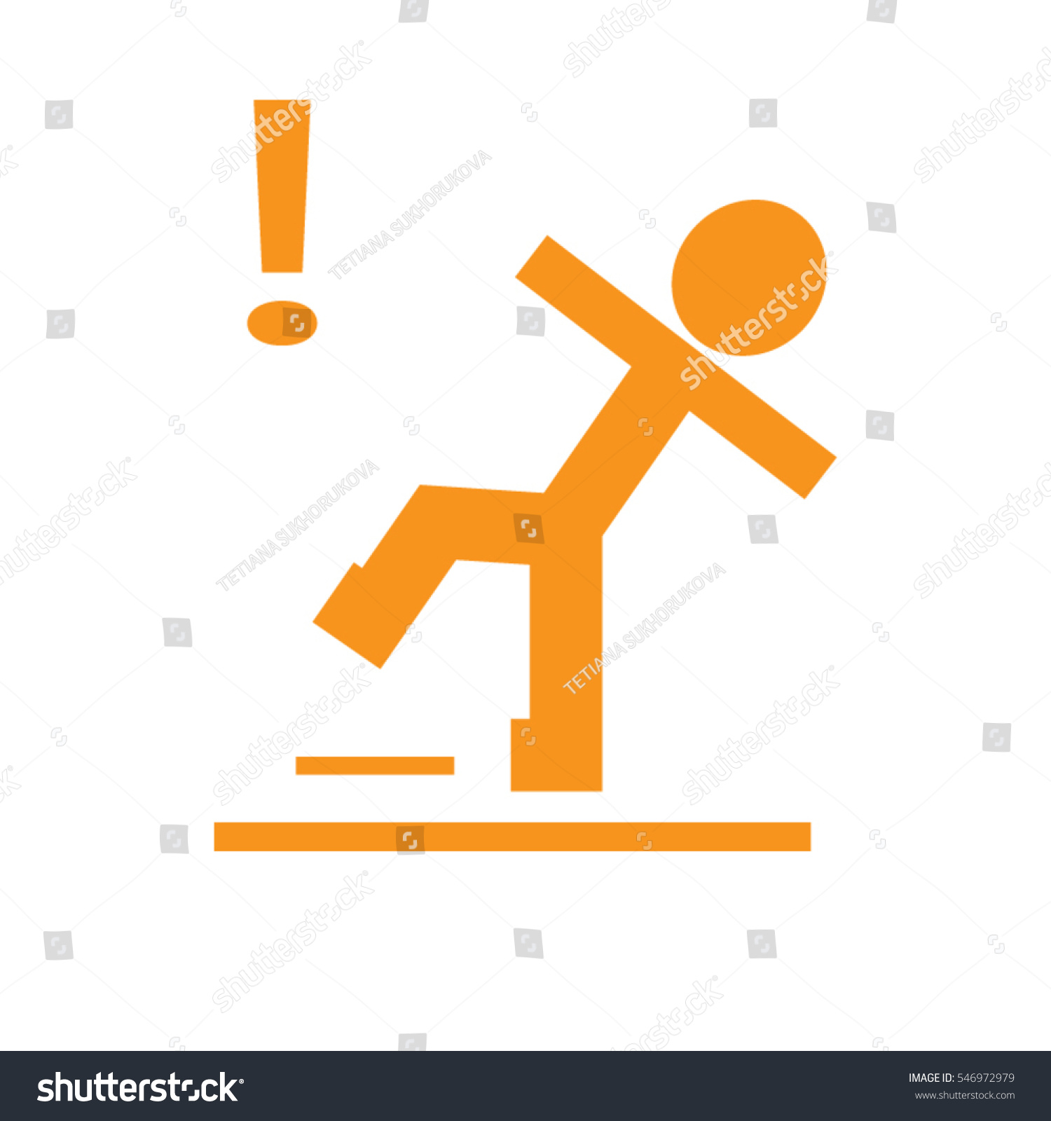 Man Warning Slippery Symbol Vector Illustration Stock Vector (Royalty ...