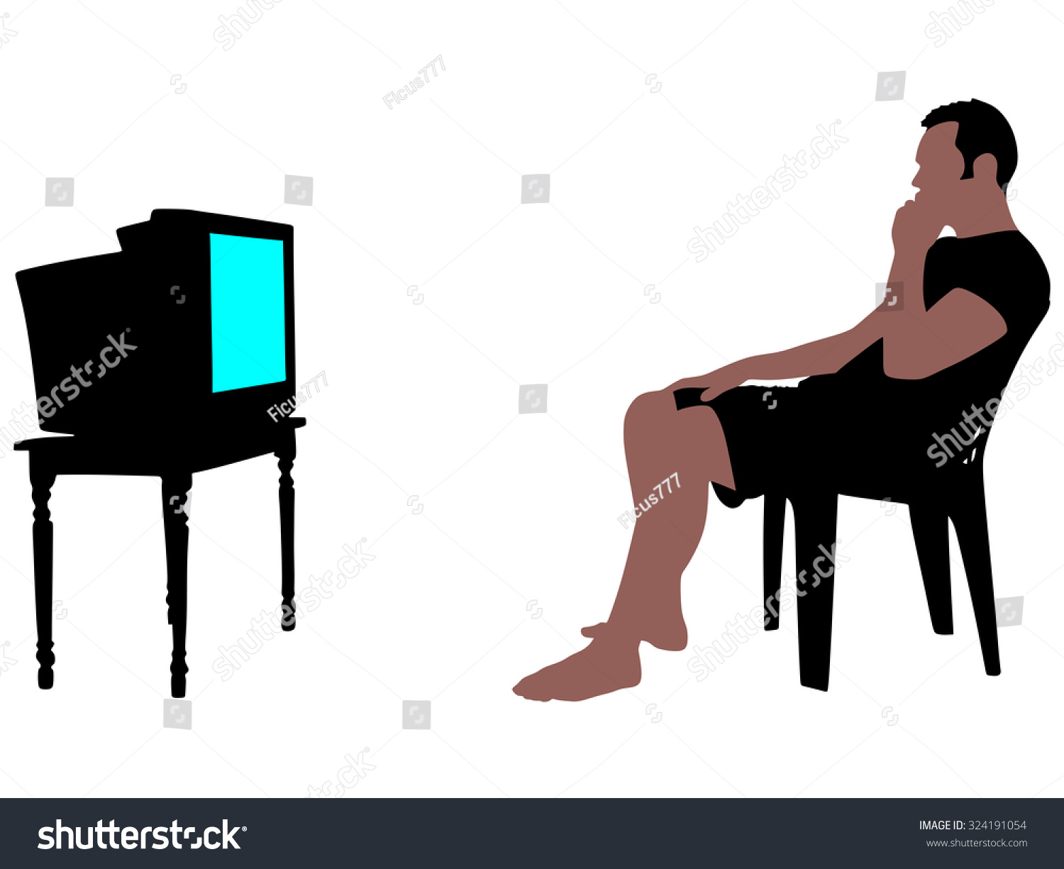 Man Watching Television Vector Stock Vector (Royalty Free) 324191054