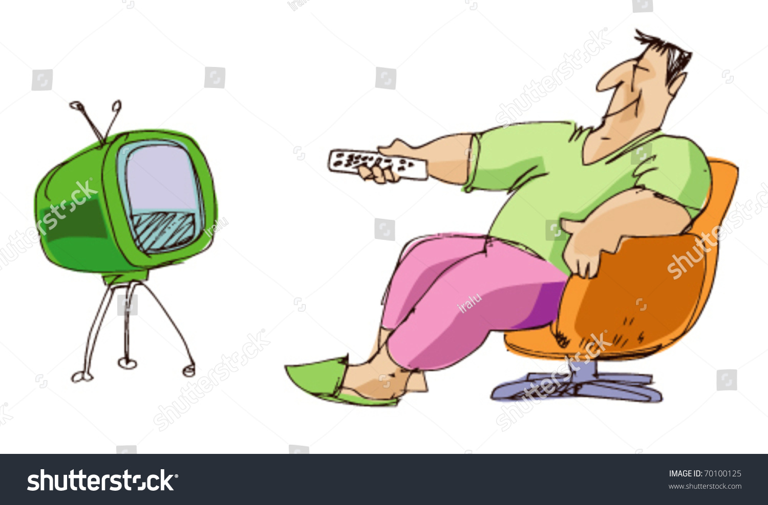 Man Watching Tv Stock Vector (Royalty Free) 70100125