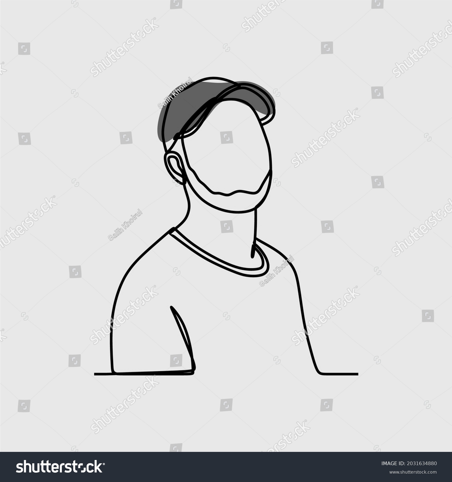 Man Wearing Cap Oneline Art Continuous Stock Vector (Royalty Free ...