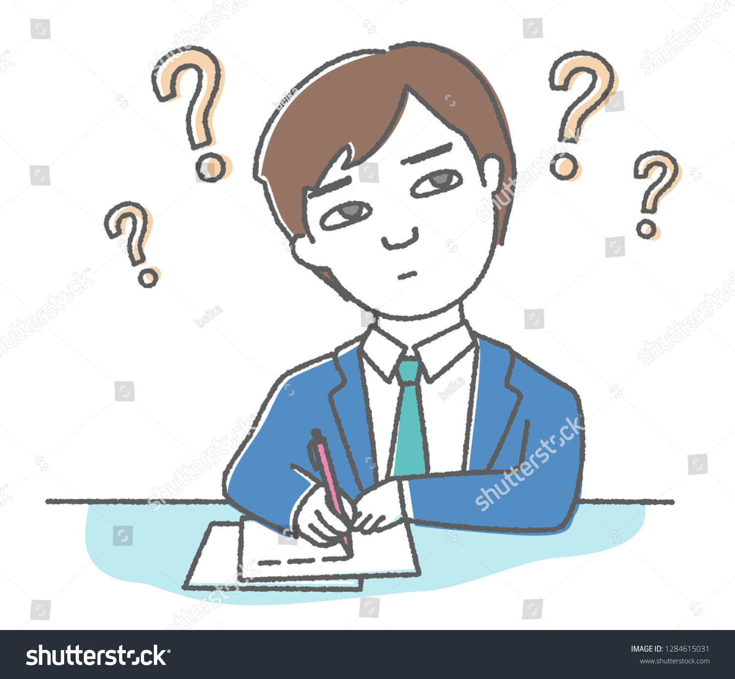 Man Who Write Documents Question Marks Stock Vector (Royalty Free ...