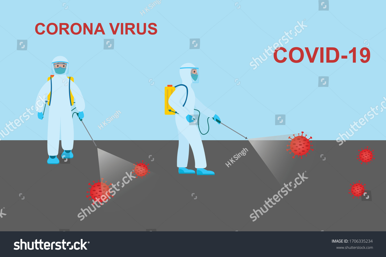 Man Disinfectant Spray Machine Sanitization Process Stock Vector ...