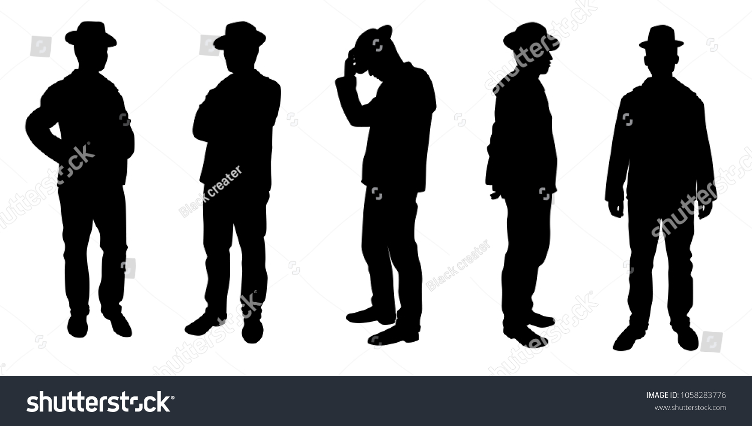 Man Hat Silhouette Vector Set Stock Vector (Royalty Free) 1058283776