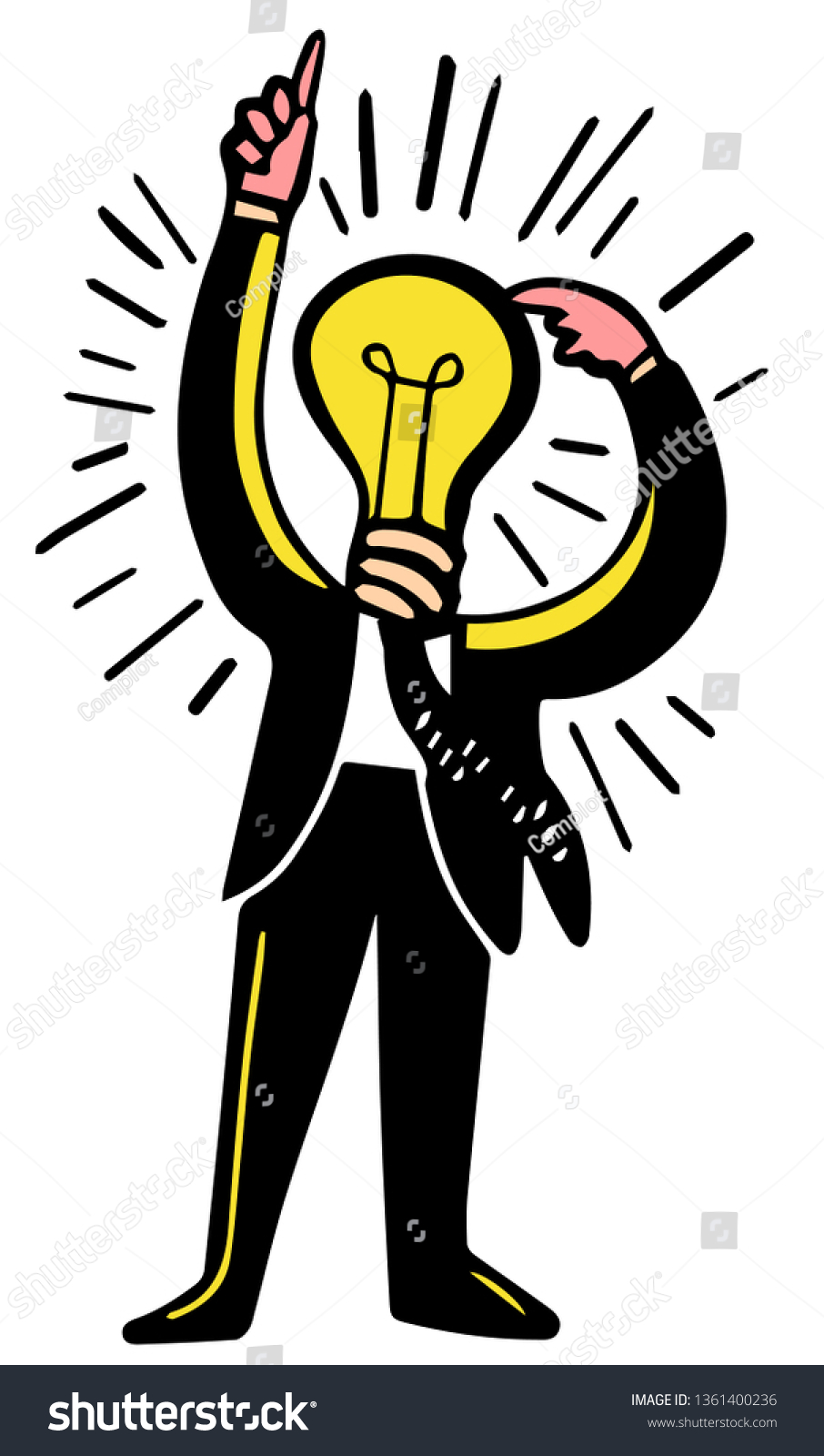 Man Light Bulb Head Stock Vector (Royalty Free) 1361400236 | Shutterstock