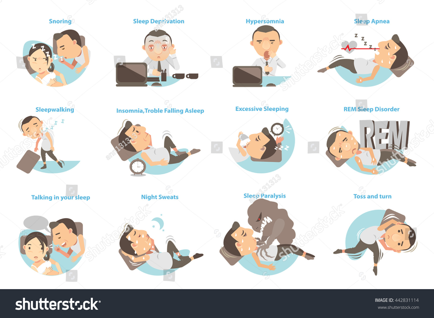 Man Sleep Problems Vector Illustration Stock Vector 442831114 ...
