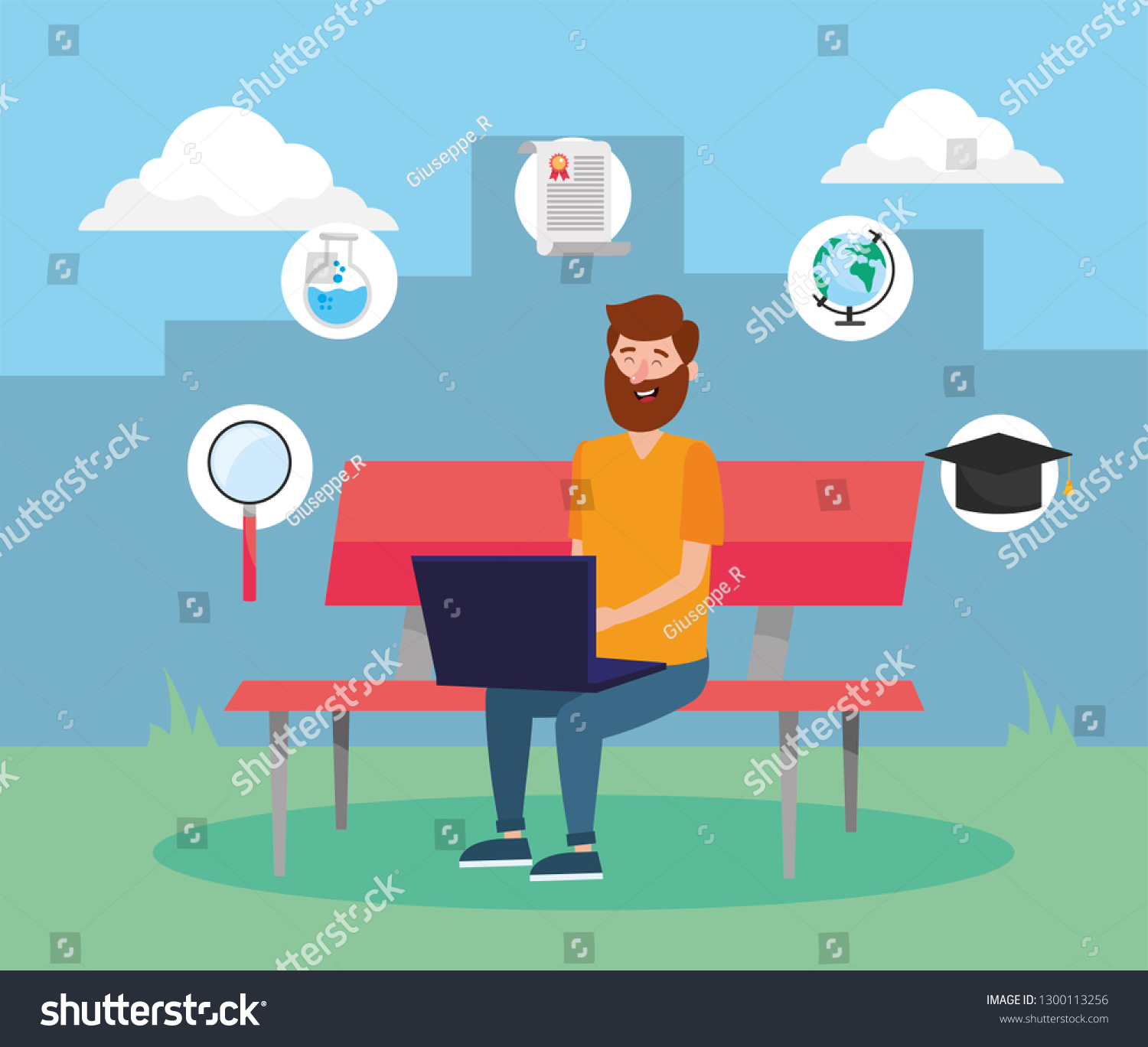 Man Taptop Technology Digital Knowledge Stock Vector (Royalty Free ...