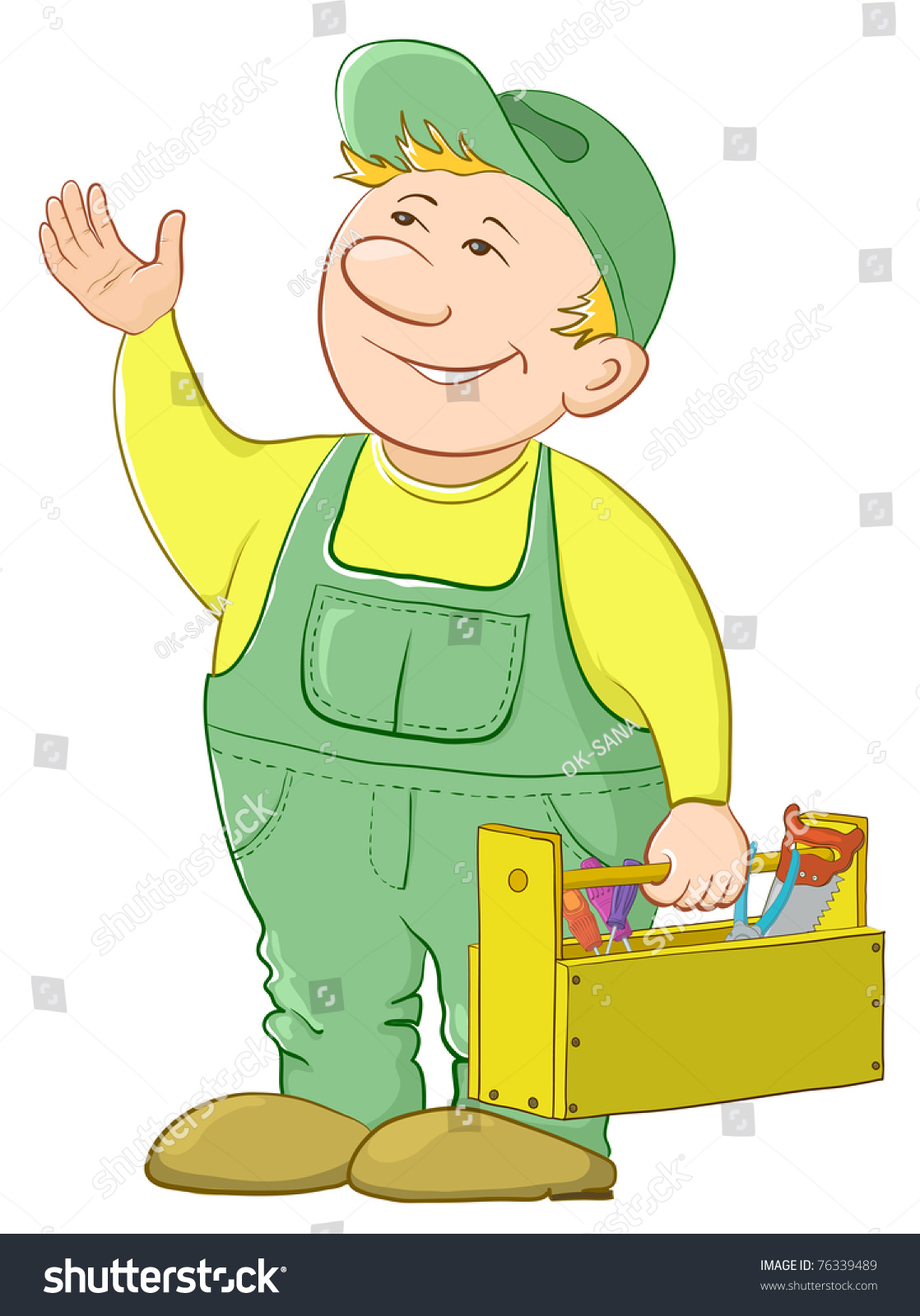 Man Worker Cap Uniform Toolbox Vector Stock Vector (Royalty Free ...