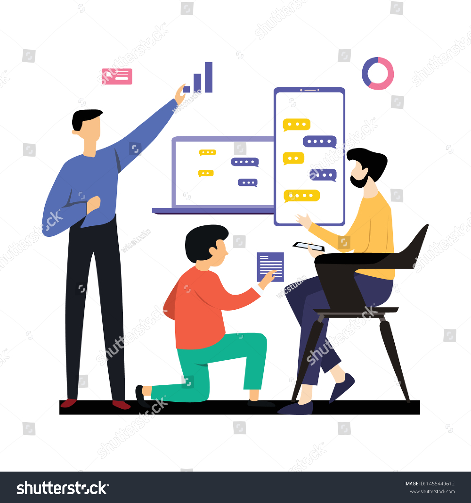 Man Working Vector Template Design Illustration Stock Vector (Royalty ...