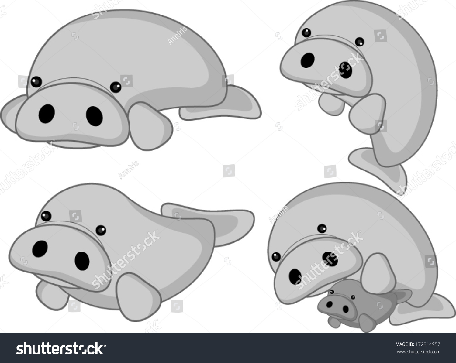 Manatee Cartoon Stock Vector (Royalty Free) 172814957