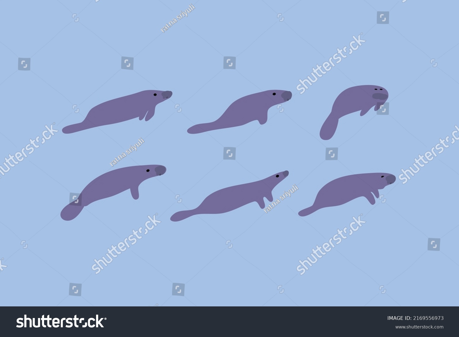 Manatee Vector Design Cartoon Illustration Stock Vector (Royalty Free ...