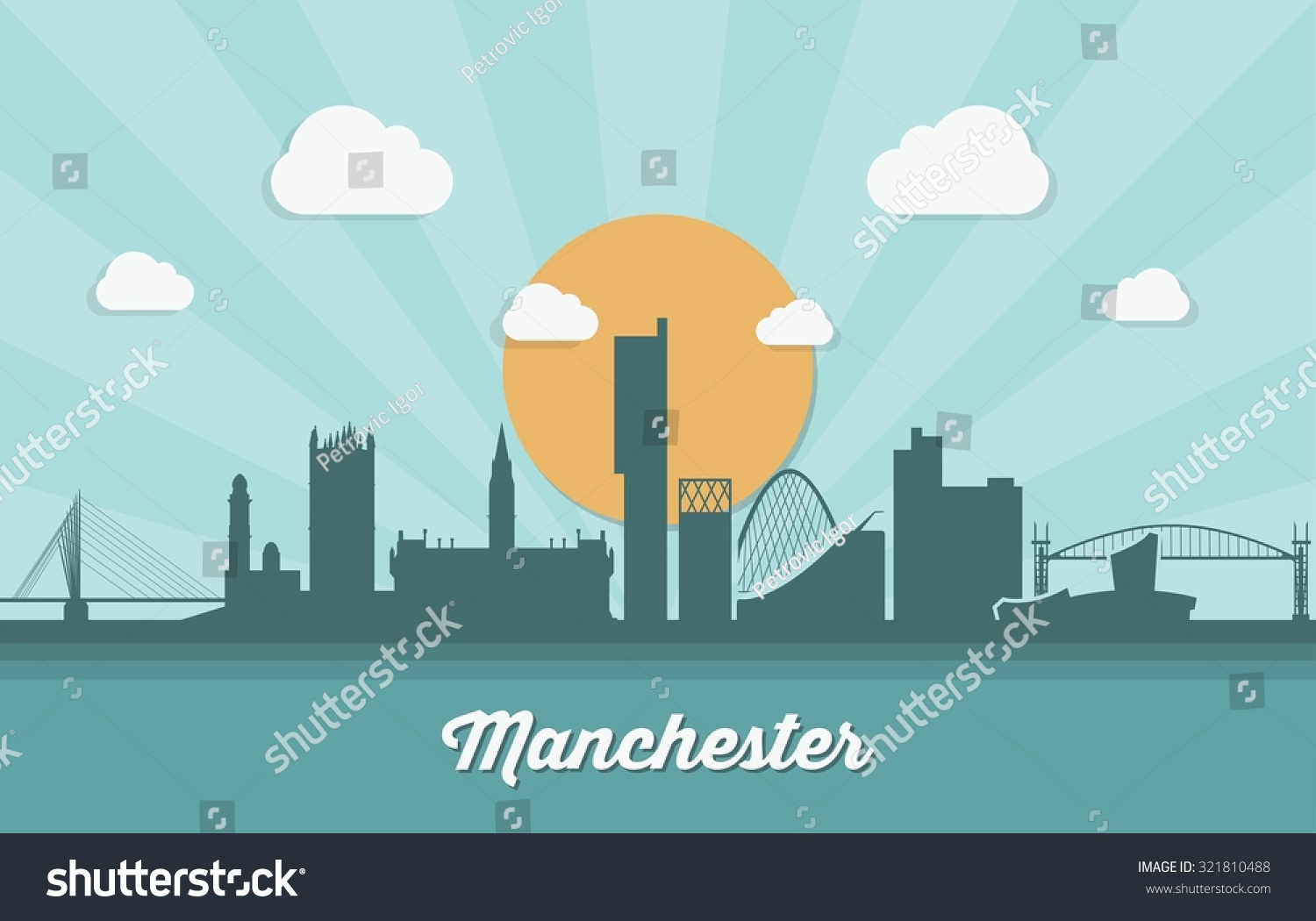 Manchester Skyline Vector Illustration Stock Vector 321810488 ...