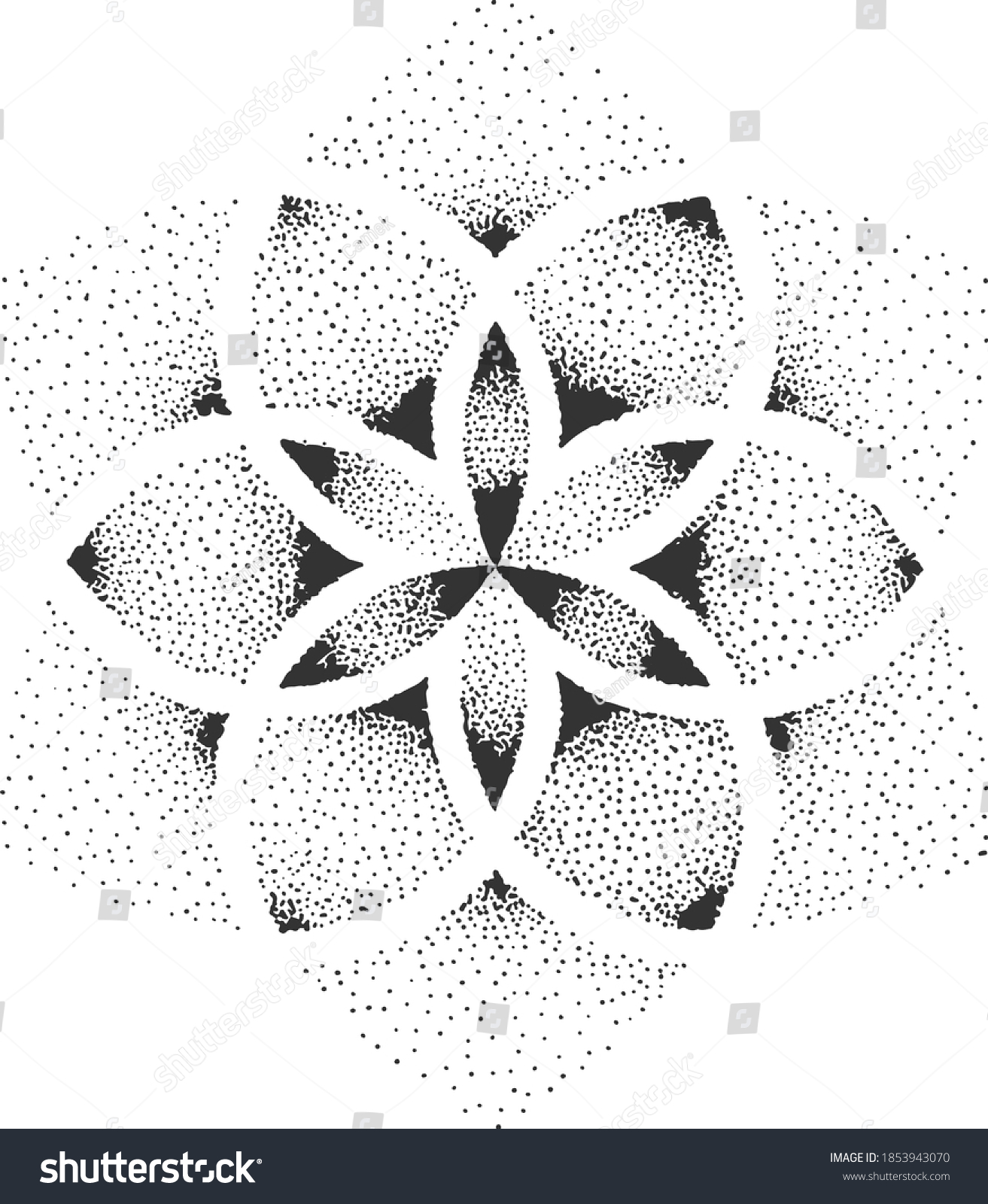 Mandala Dotwork Flower Vector Symbol Stock Vector (Royalty Free ...