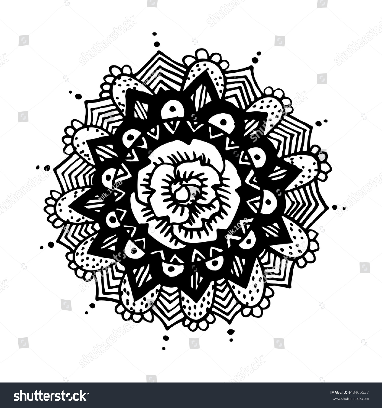 Mandala Flower Doodle Vector Illustration Stock Vector (Royalty Free ...