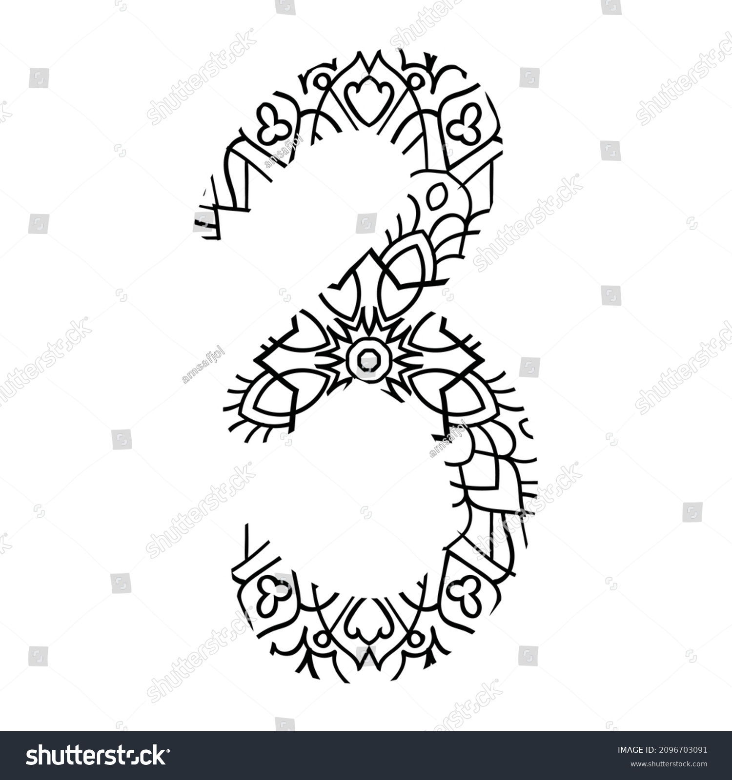 Mandala Number Vector 3 Illustration Stock Vector (Royalty Free ...