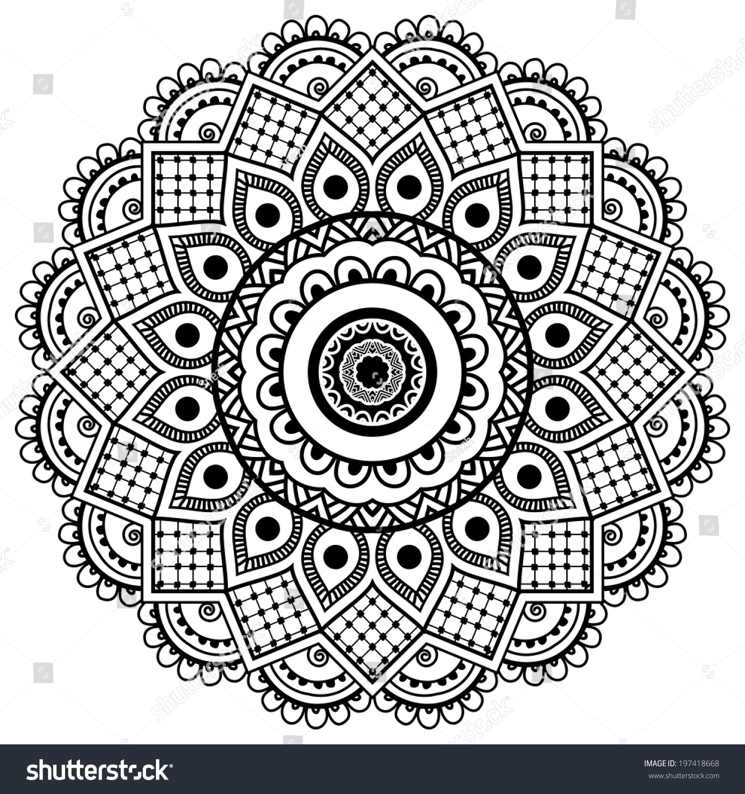 Mandala Round Ornament Pattern Stock Vector (Royalty Free) 197418668