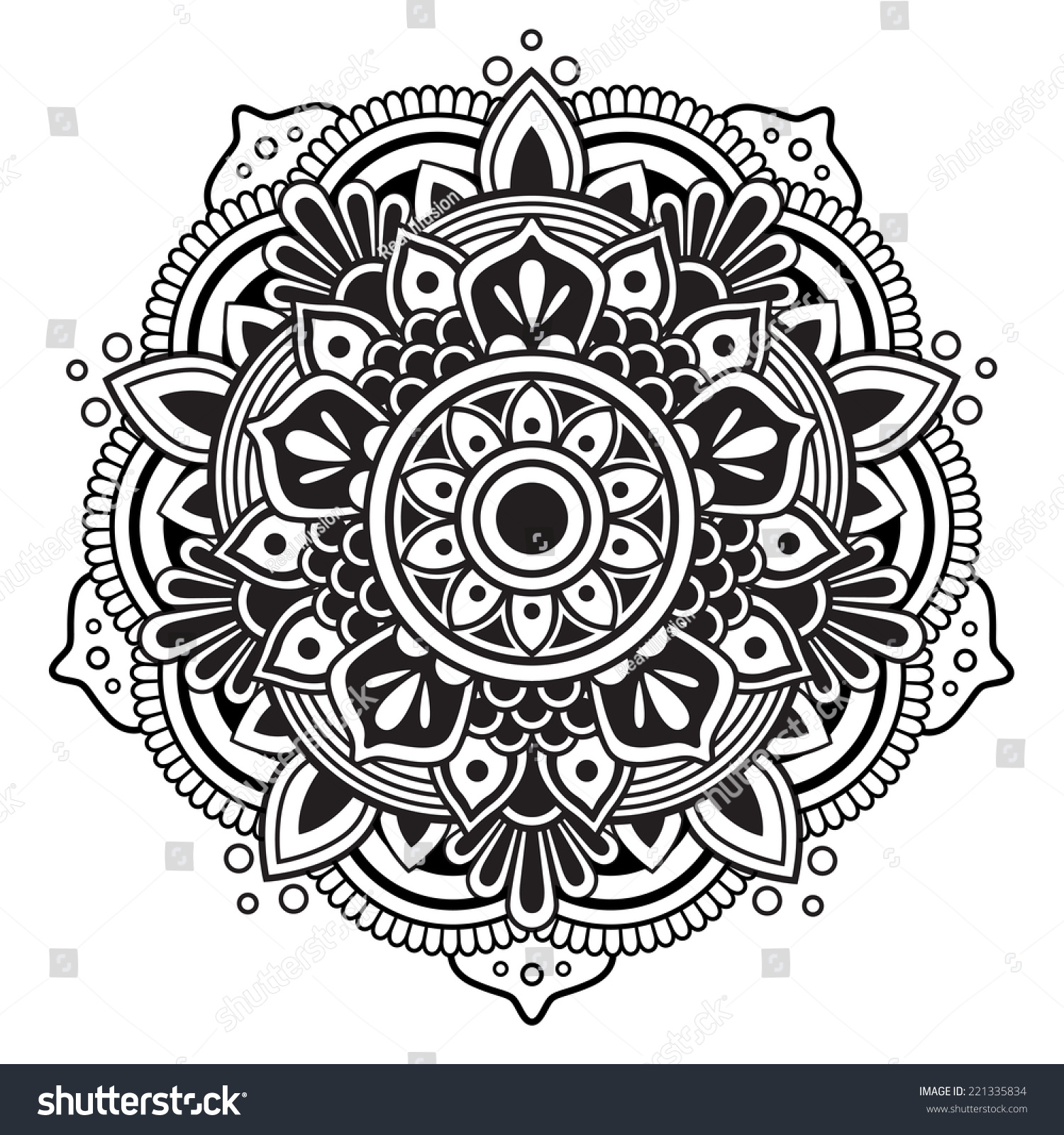 Mandala Round Pattern Stock Vector (Royalty Free) 221335834
