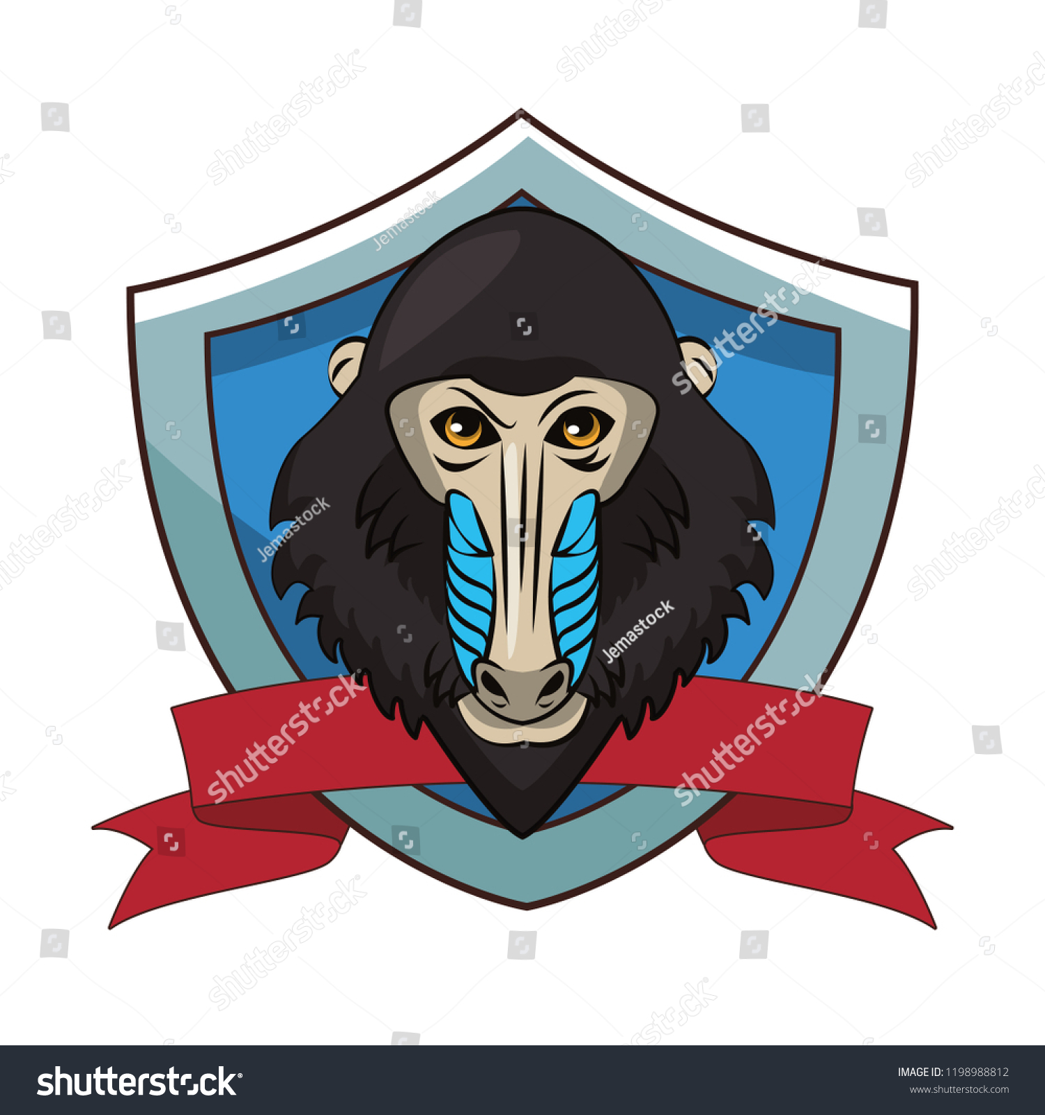 Mandrill Face Cool Sketch Stock Vector (Royalty Free) 1198988812