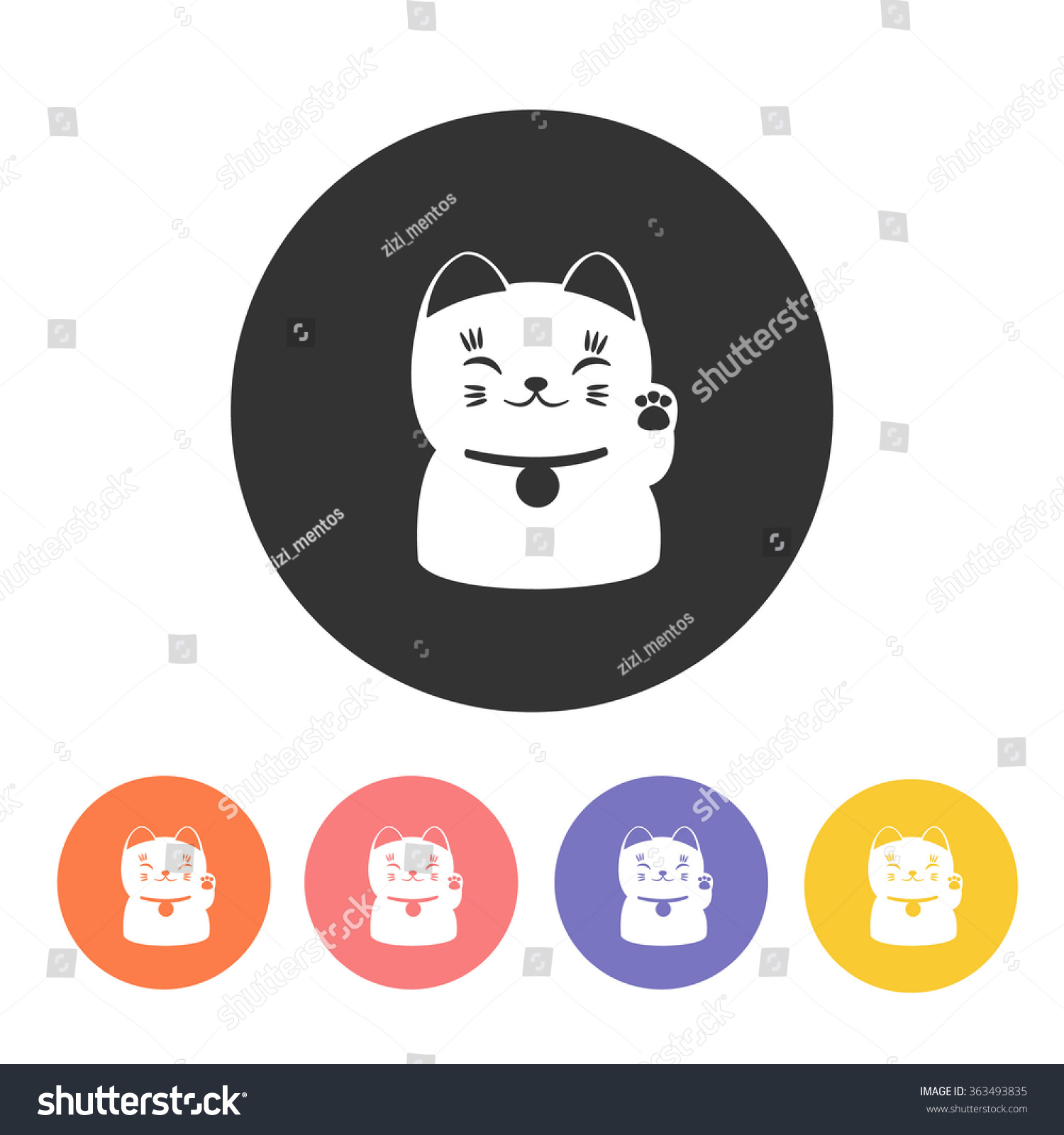 Maneki Neko Icon Vector Illustration Stock Vector (Royalty Free) 363493835
