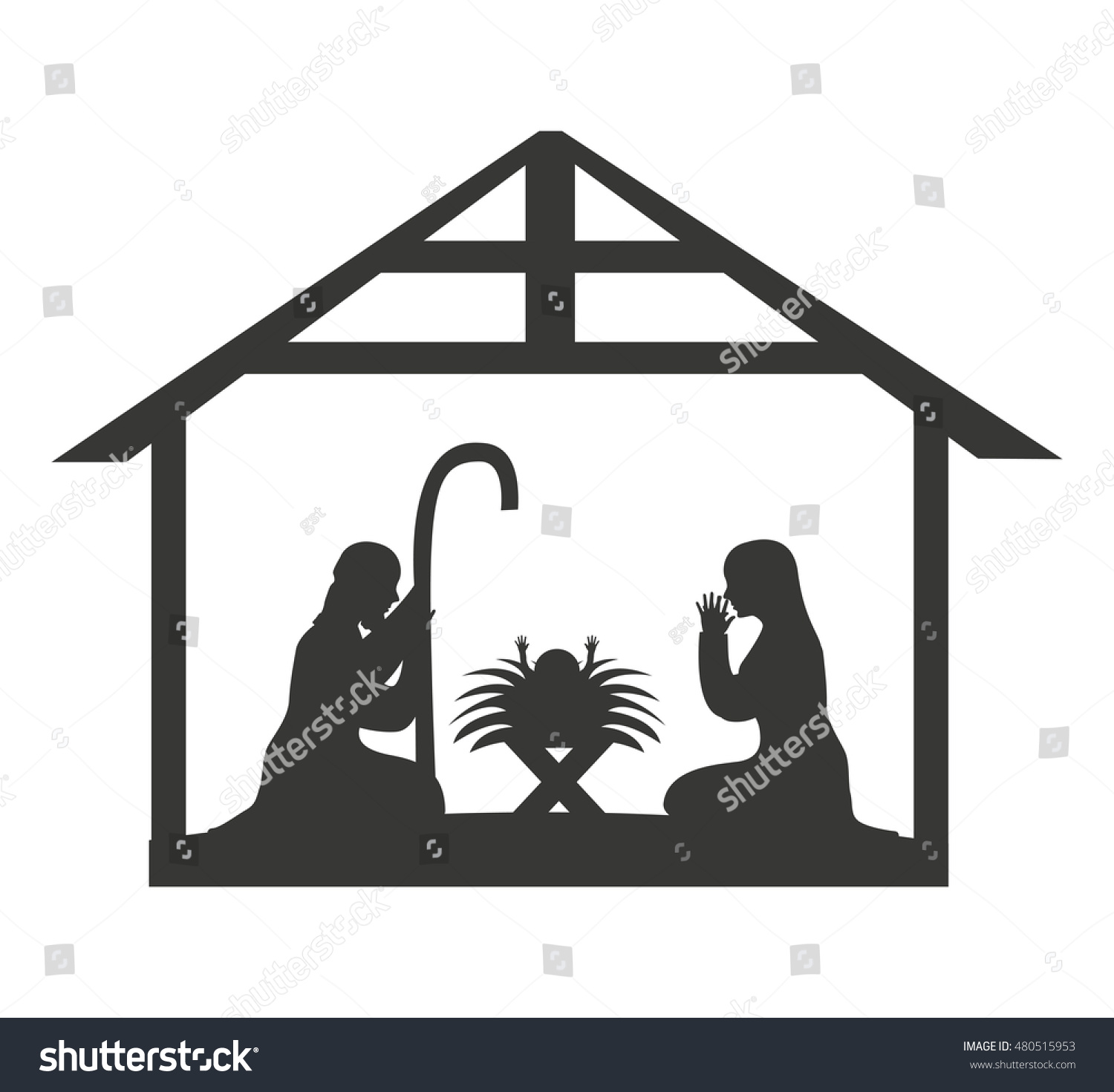 Manger Stable Home Isolated Vector Illustration Stock Vector (Royalty ...