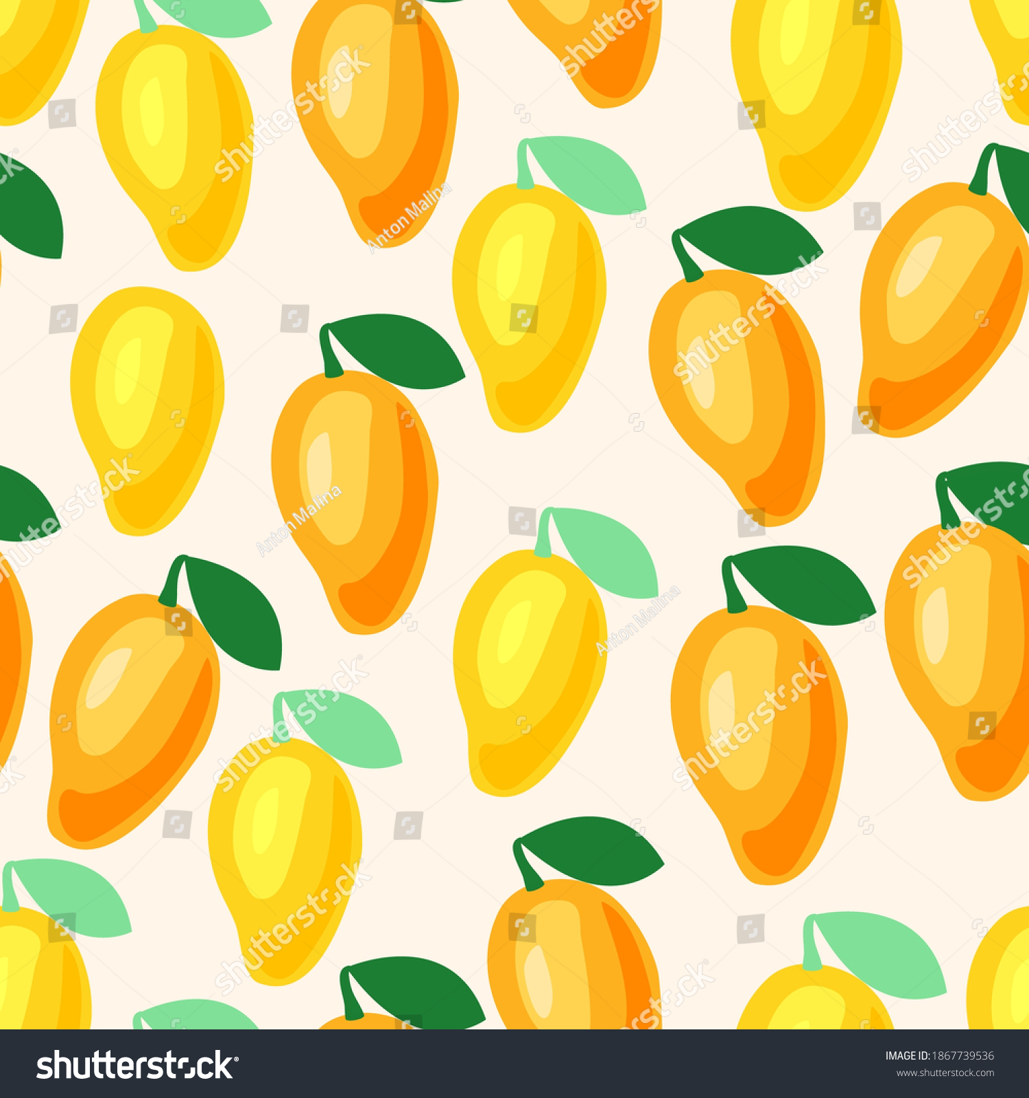 Mango Fruit Seamless Pattern Tropical Fruit Stock Vector (Royalty Free) 1867739536 | Shutterstock